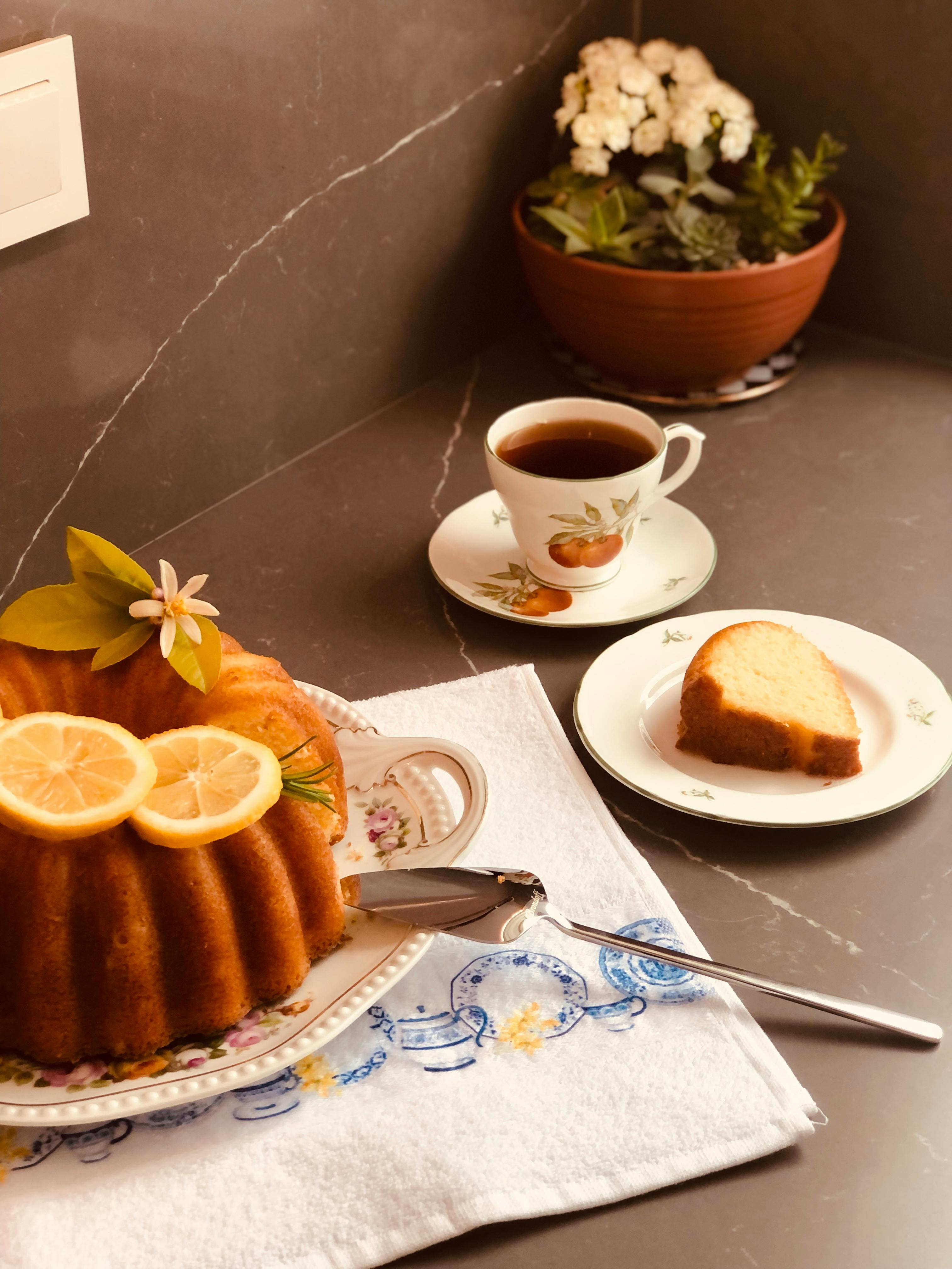 A Lemon Sand Cake and a Cup of Tea · Free Stock Photo