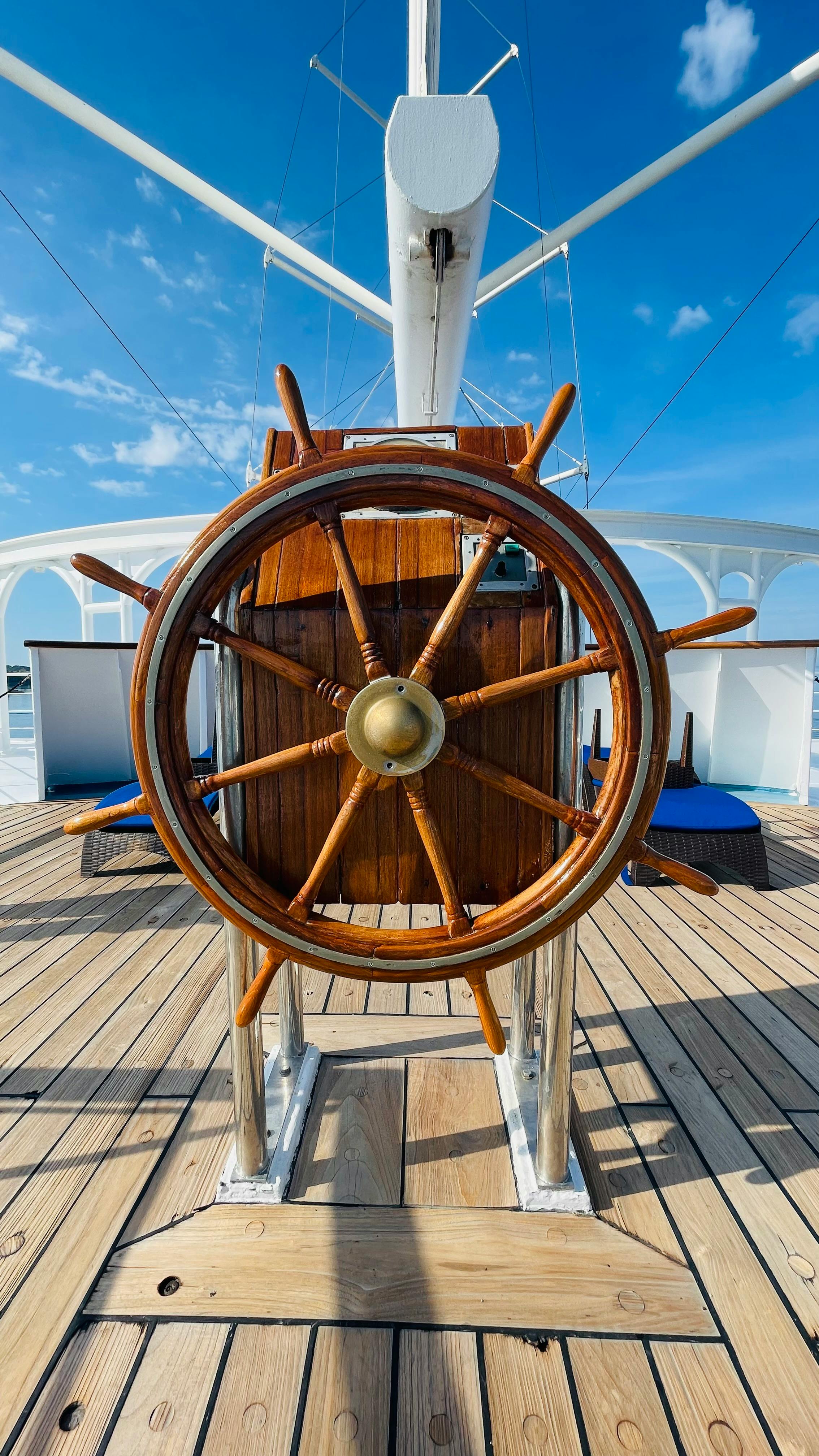 A Wooden Helm on the Ship · Free Stock Photo