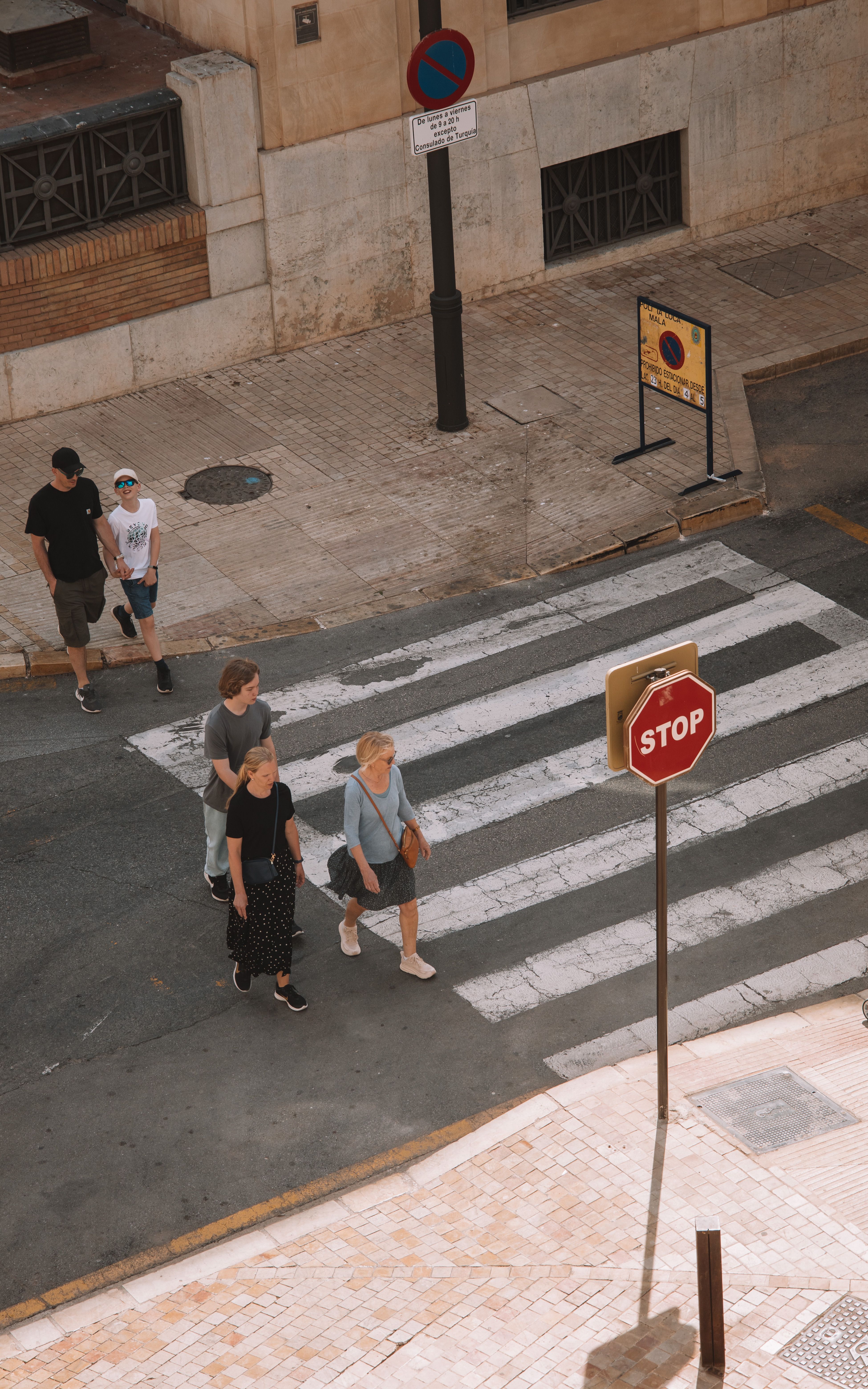 High Angle Shot of People Walking on a Zebra Crossing · Free Stock Photo