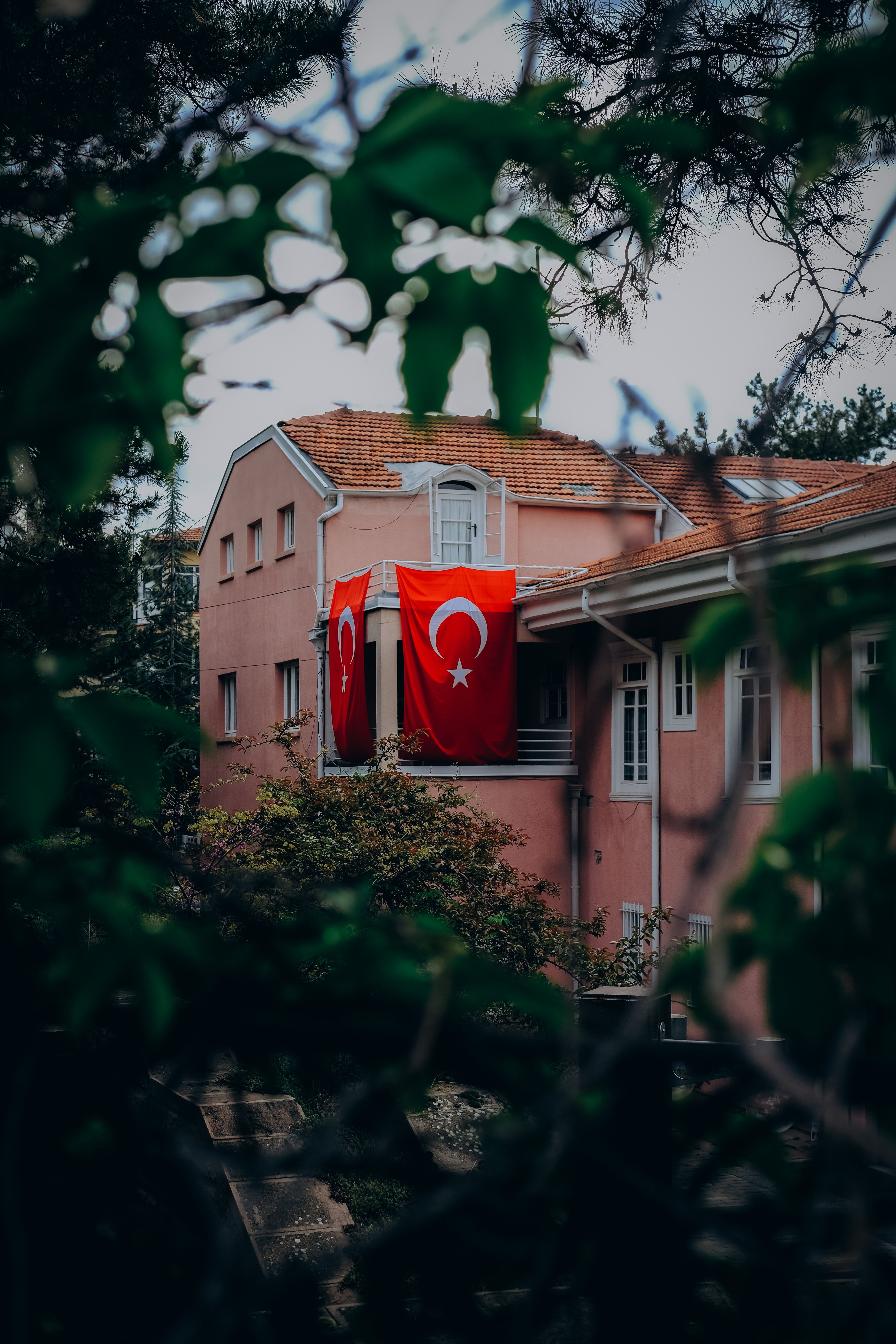 Flags of Turkey at Facade · Free Stock Photo