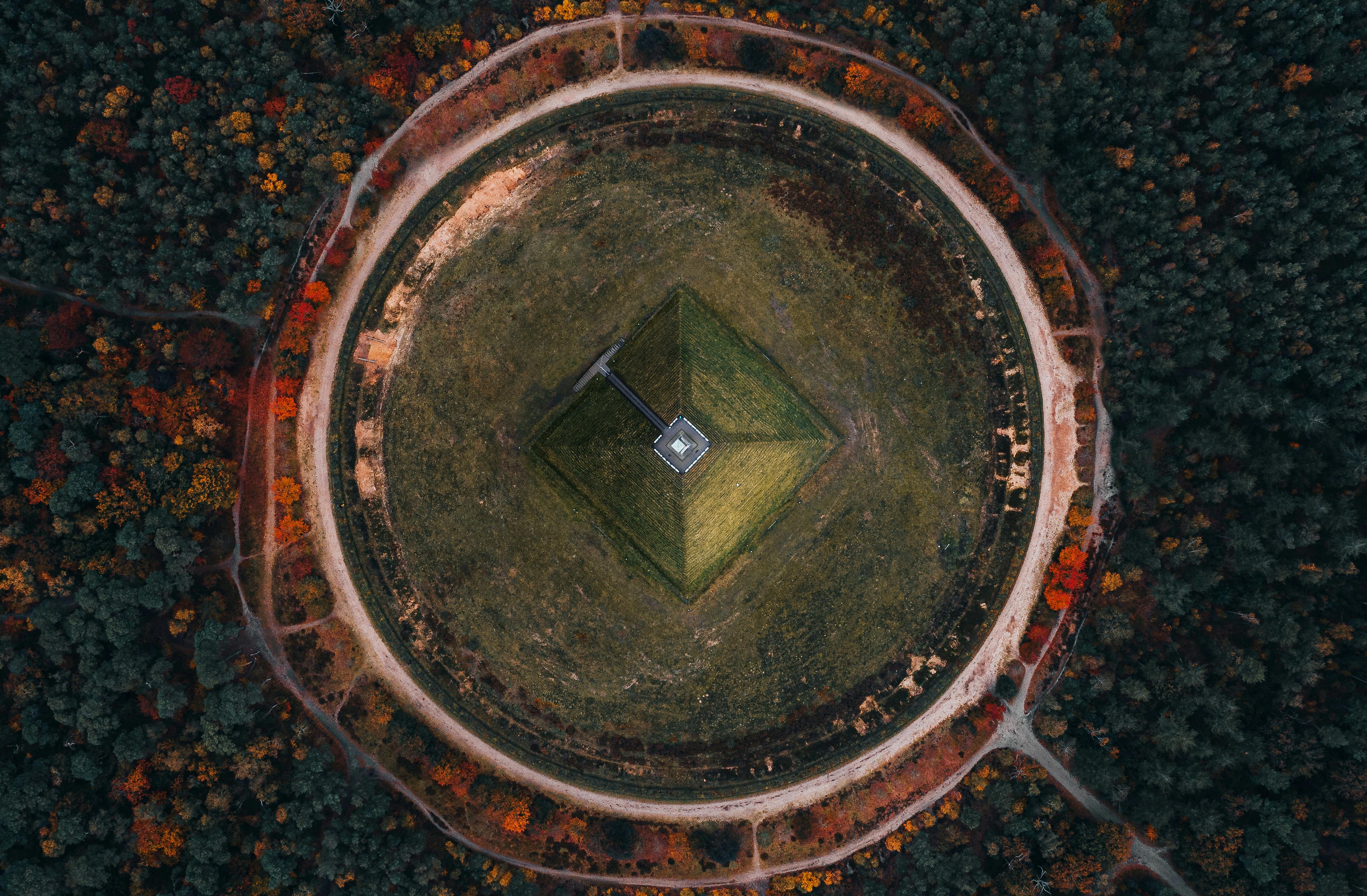 Birds Eye View of a Park and Mound · Free Stock Photo