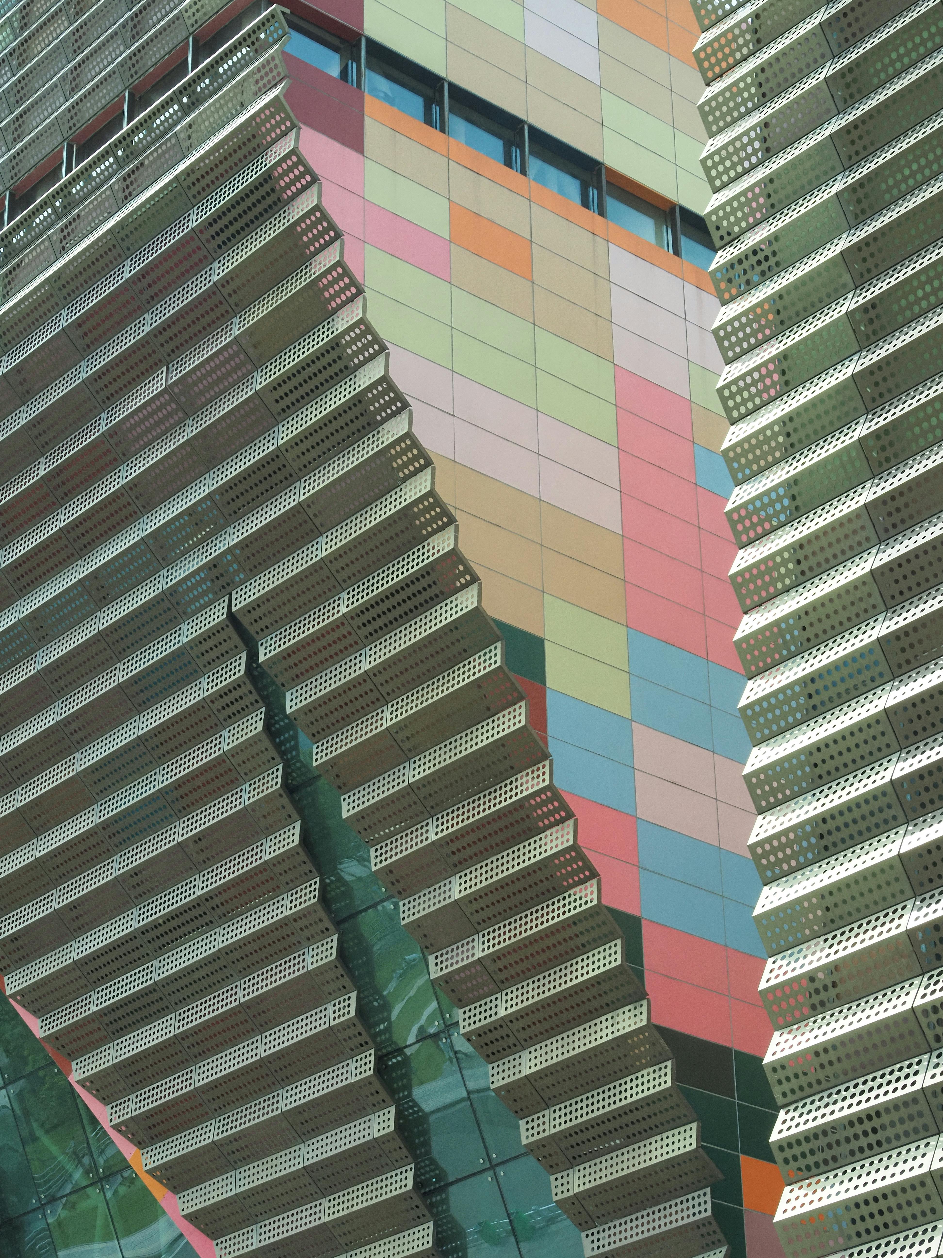 Decorated Facade of Modern Office Building · Free Stock Photo