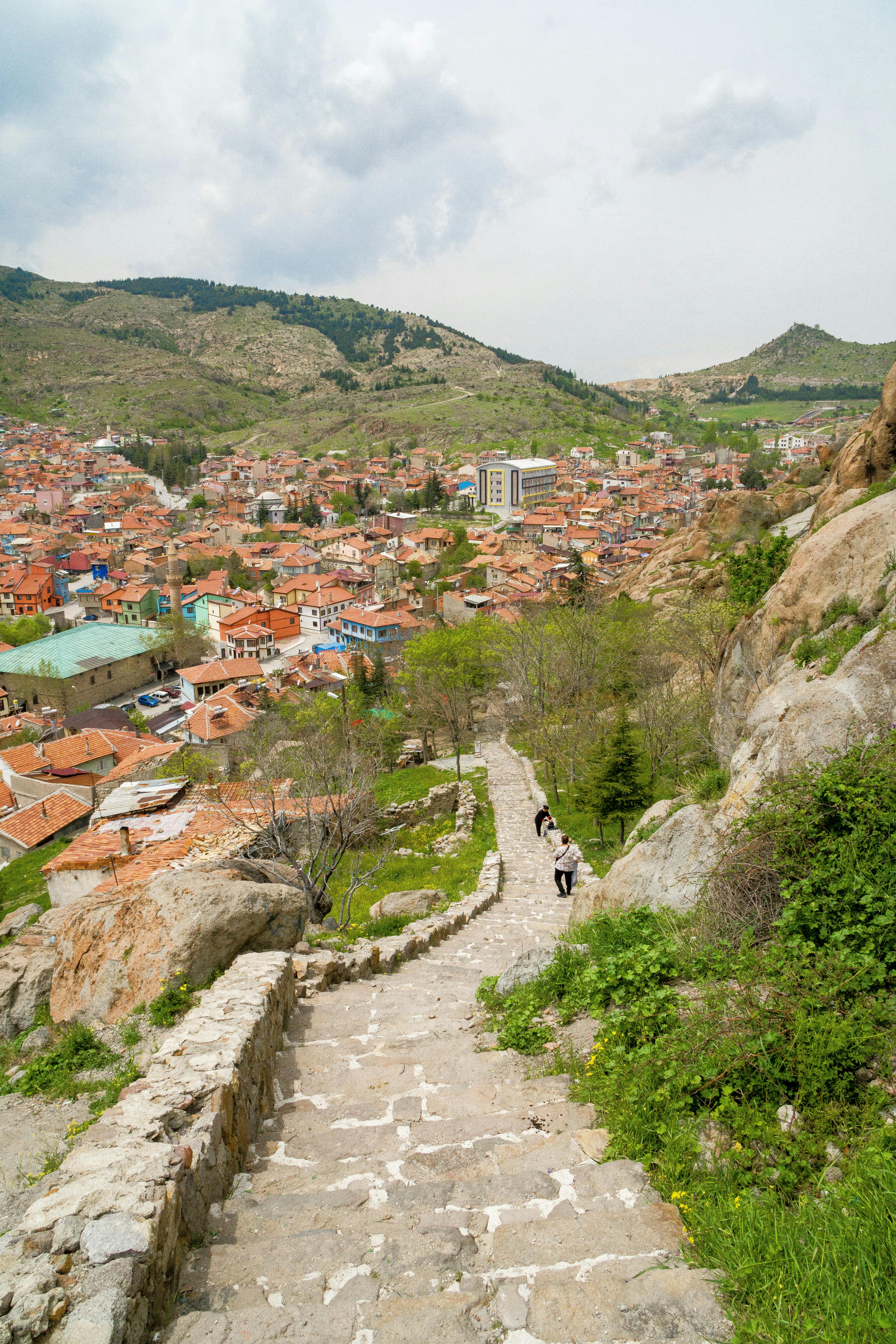Paved Path on Hill with View on Old Town · Free Stock Photo