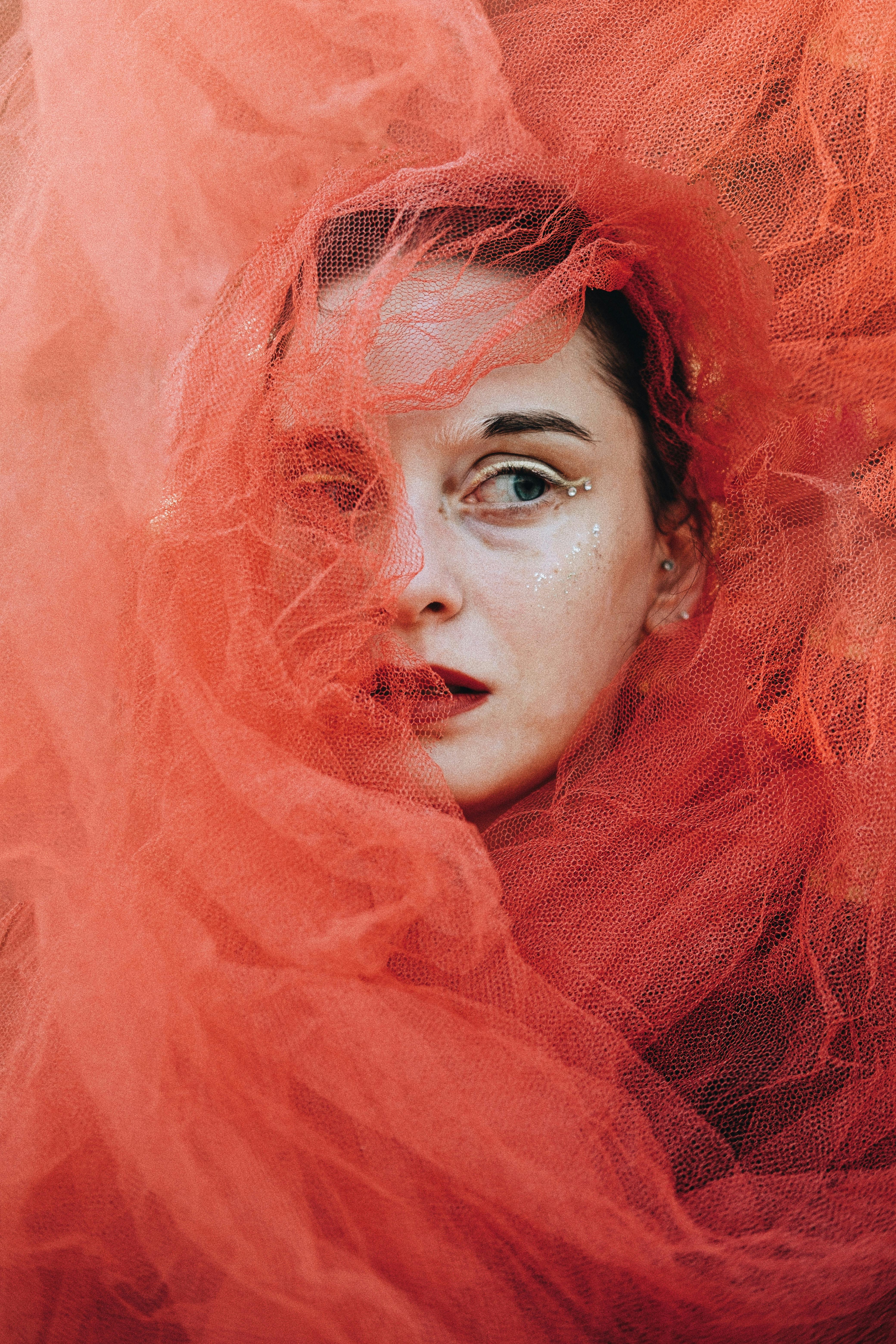 Red Veil and Woman · Free Stock Photo