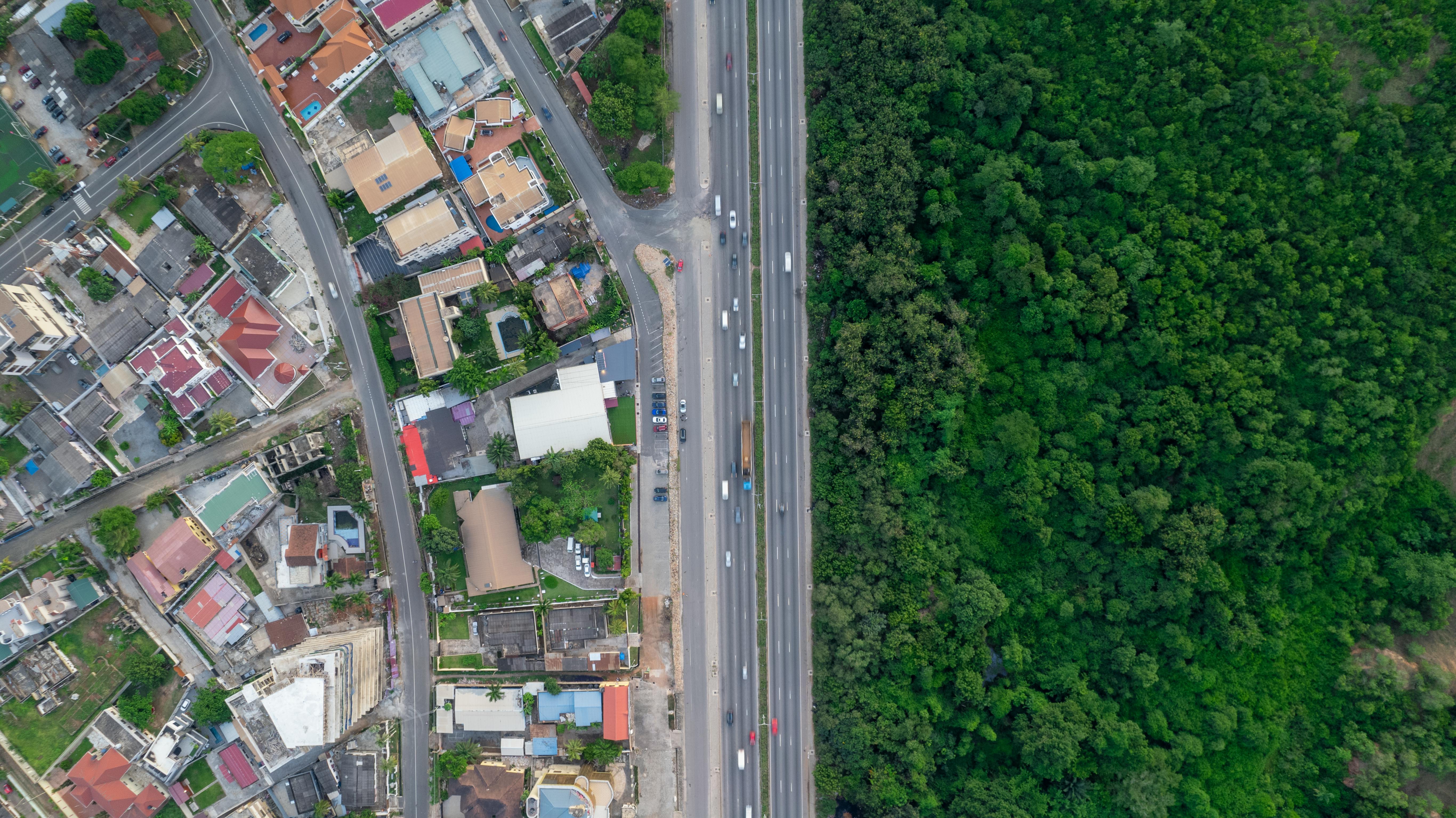 Forest near Road near Town · Free Stock Photo