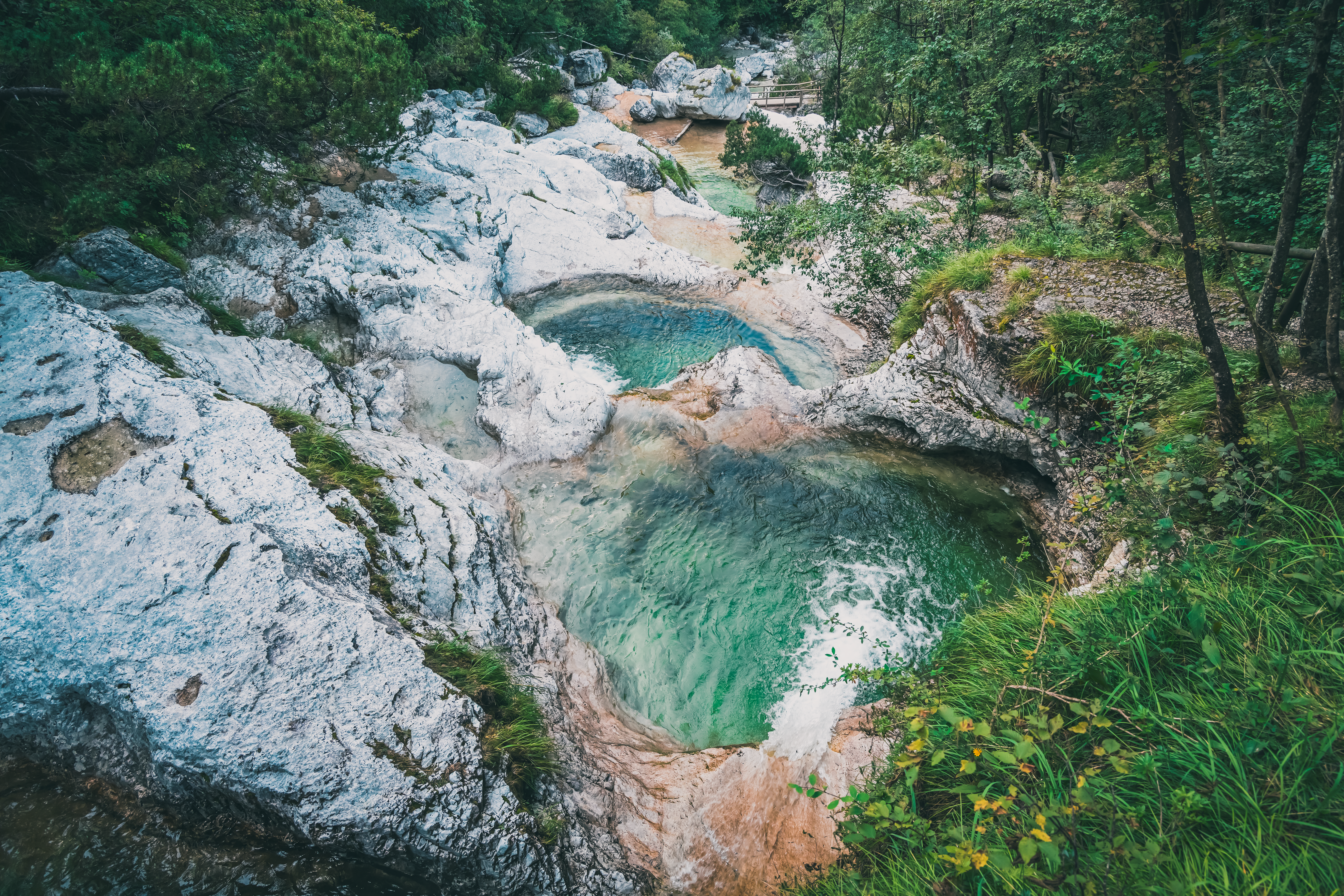 Series of Potholes in the Rock Carved by the Cascades · Free Stock Photo
