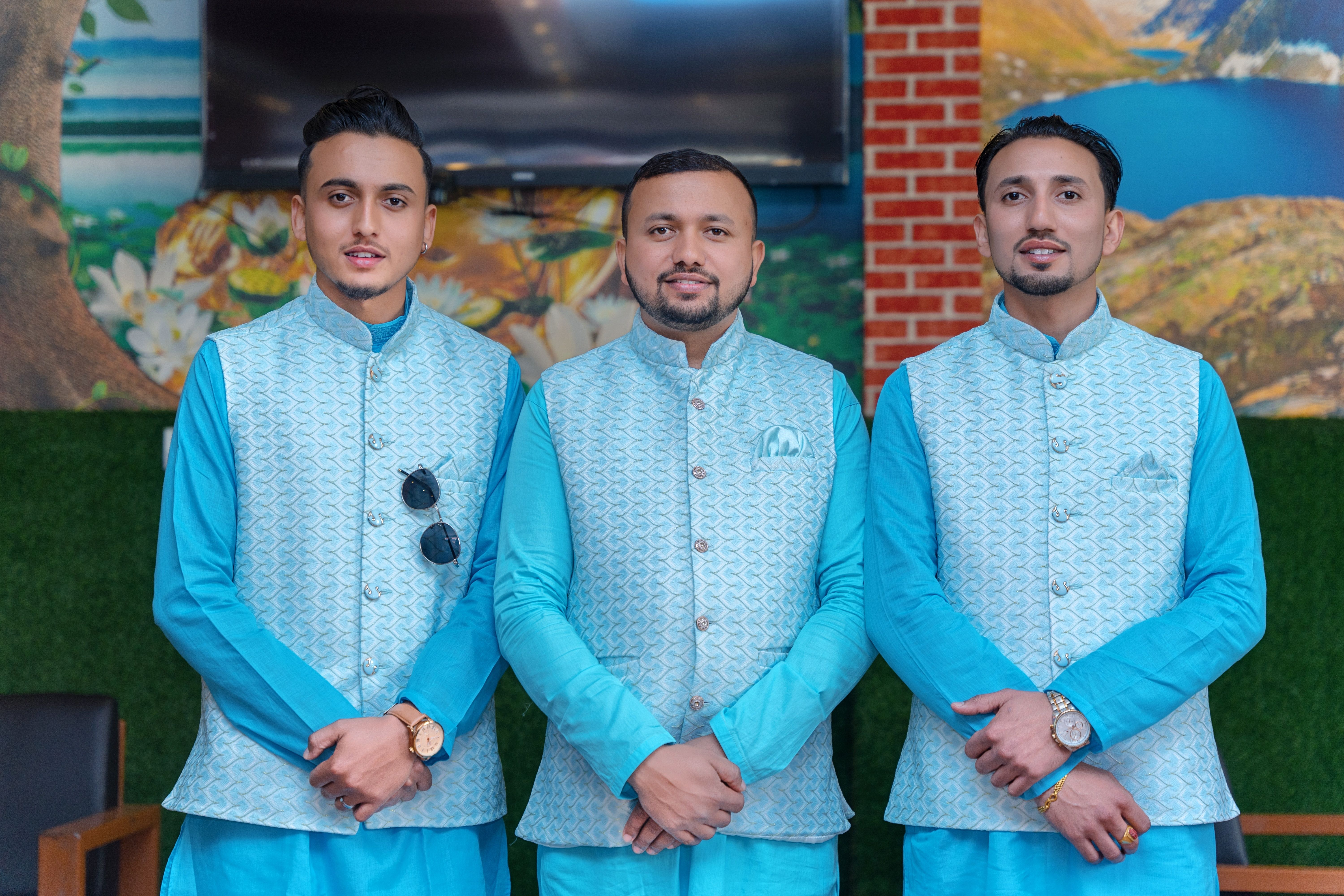 Men Posing in Blue, Traditional Clothing · Free Stock Photo