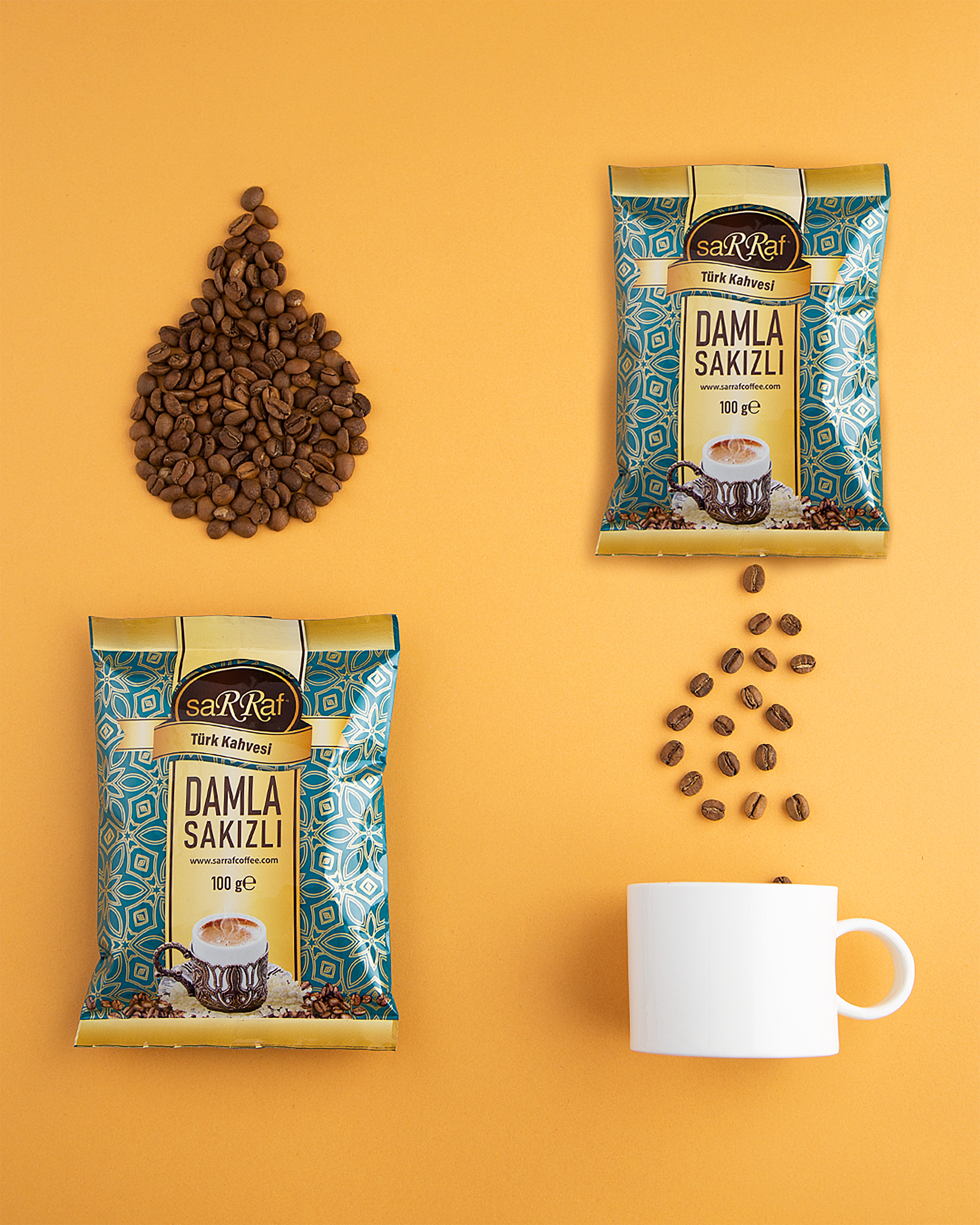 Turkish Coffee Bags and Beans near Cup · Free Stock Photo