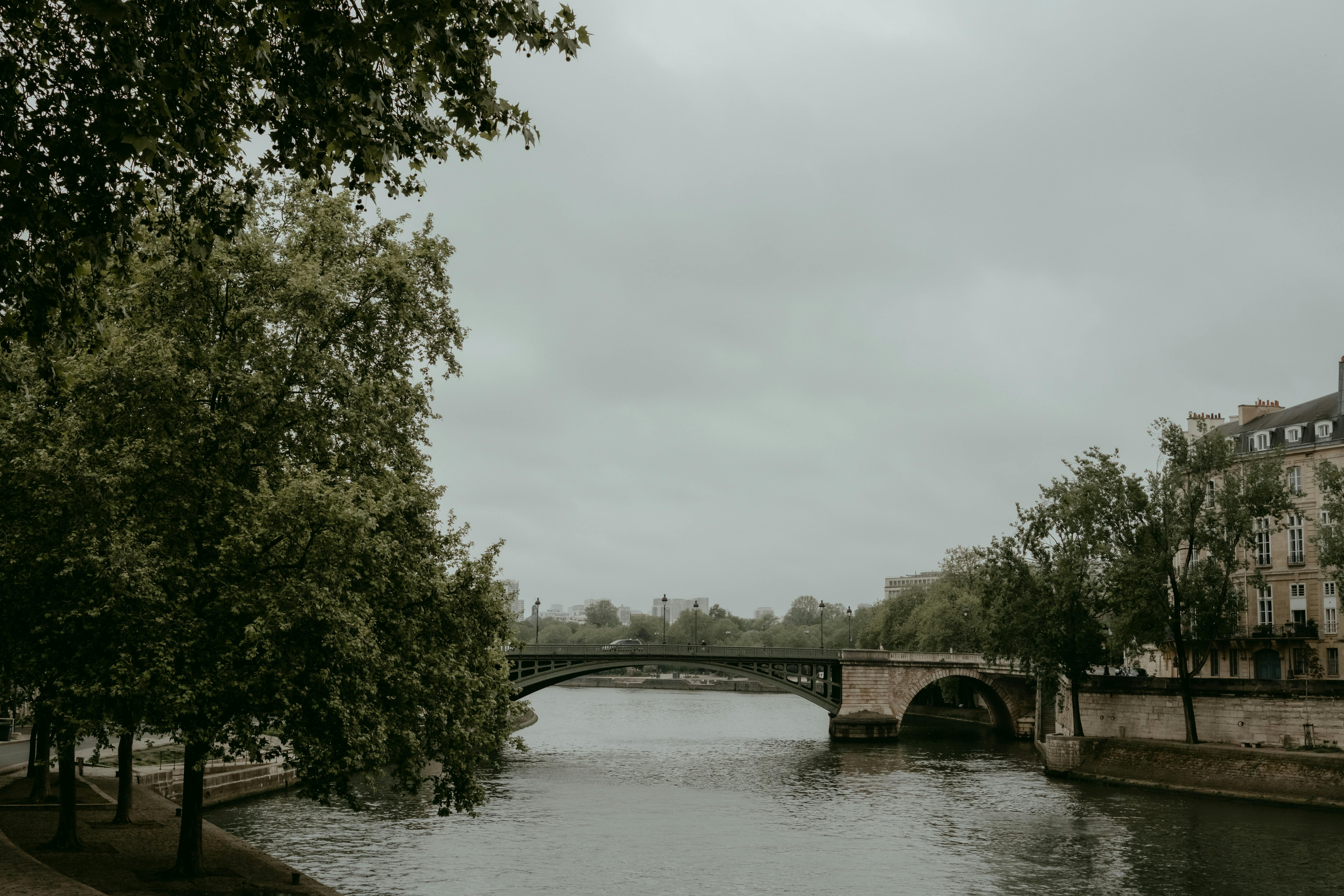 Overcast over Seine in Paris with Trees around · Free Stock Photo