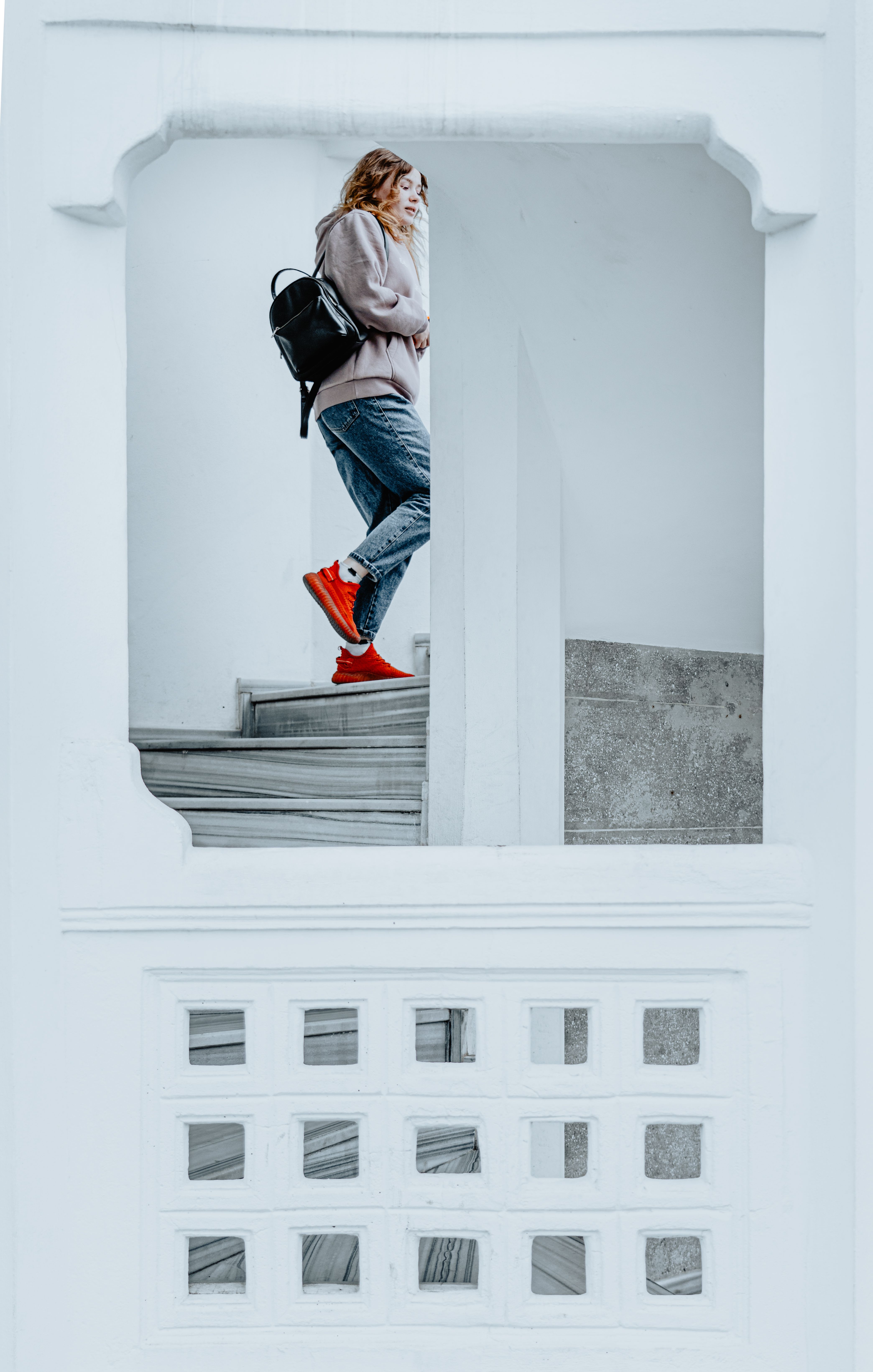 Woman Walking Upstairs · Free Stock Photo