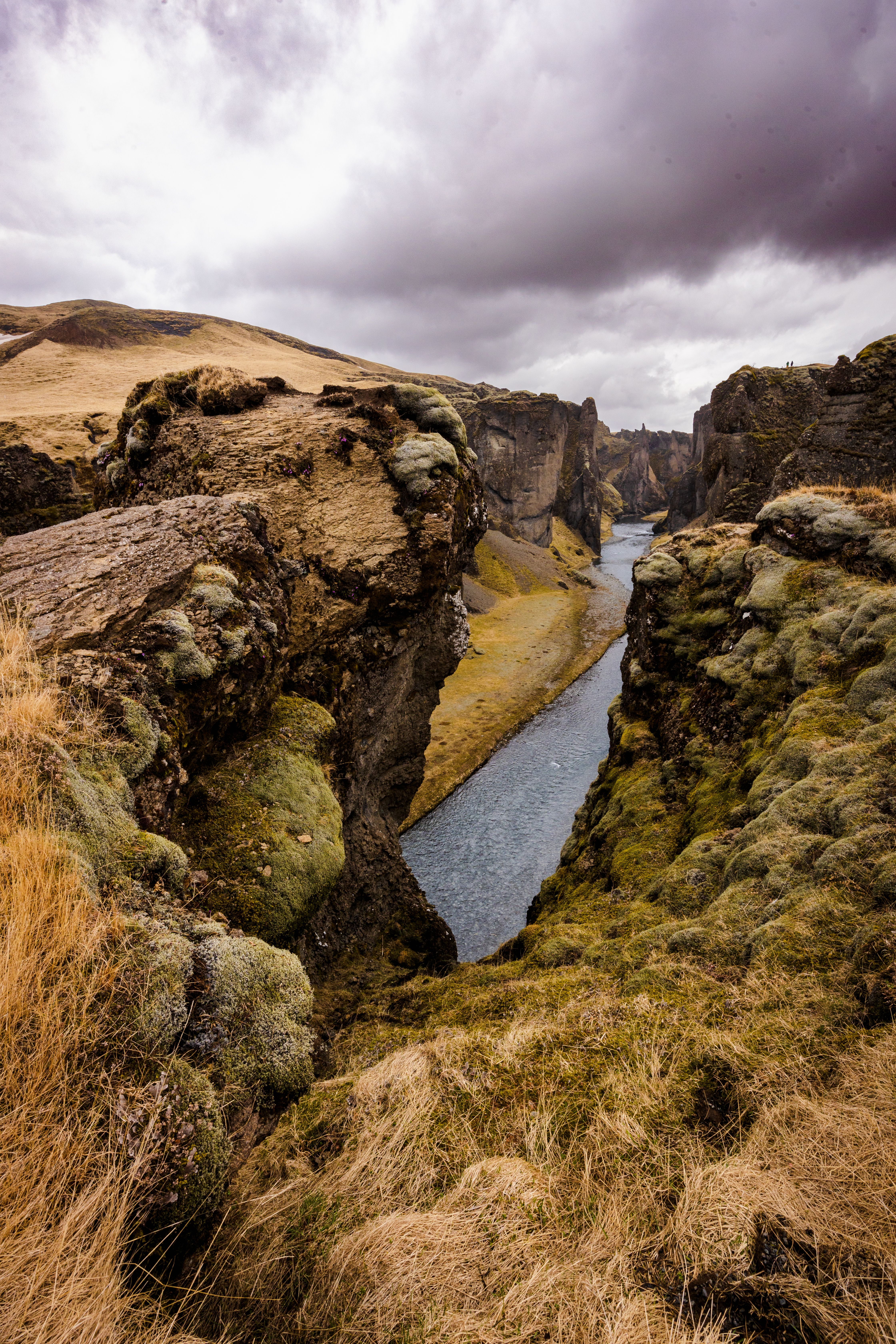 Overcast over Canyon with Lake · Free Stock Photo