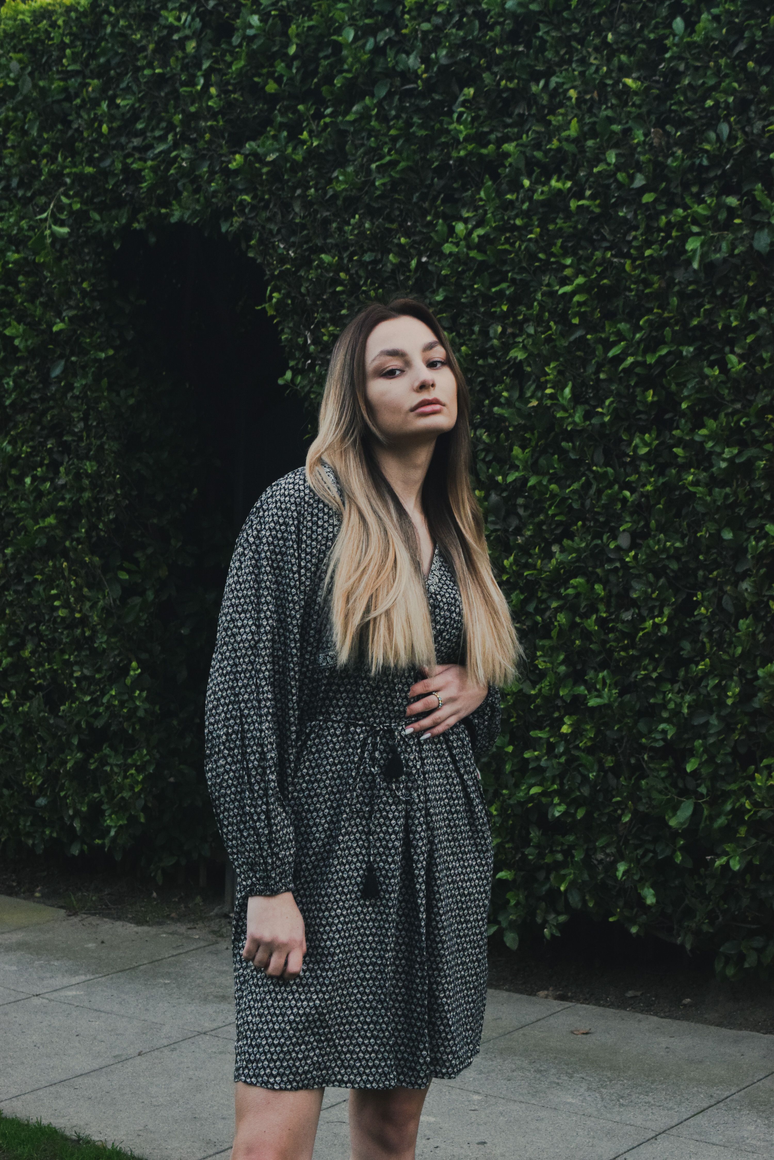 Woman in a Patterned Dress · Free Stock Photo
