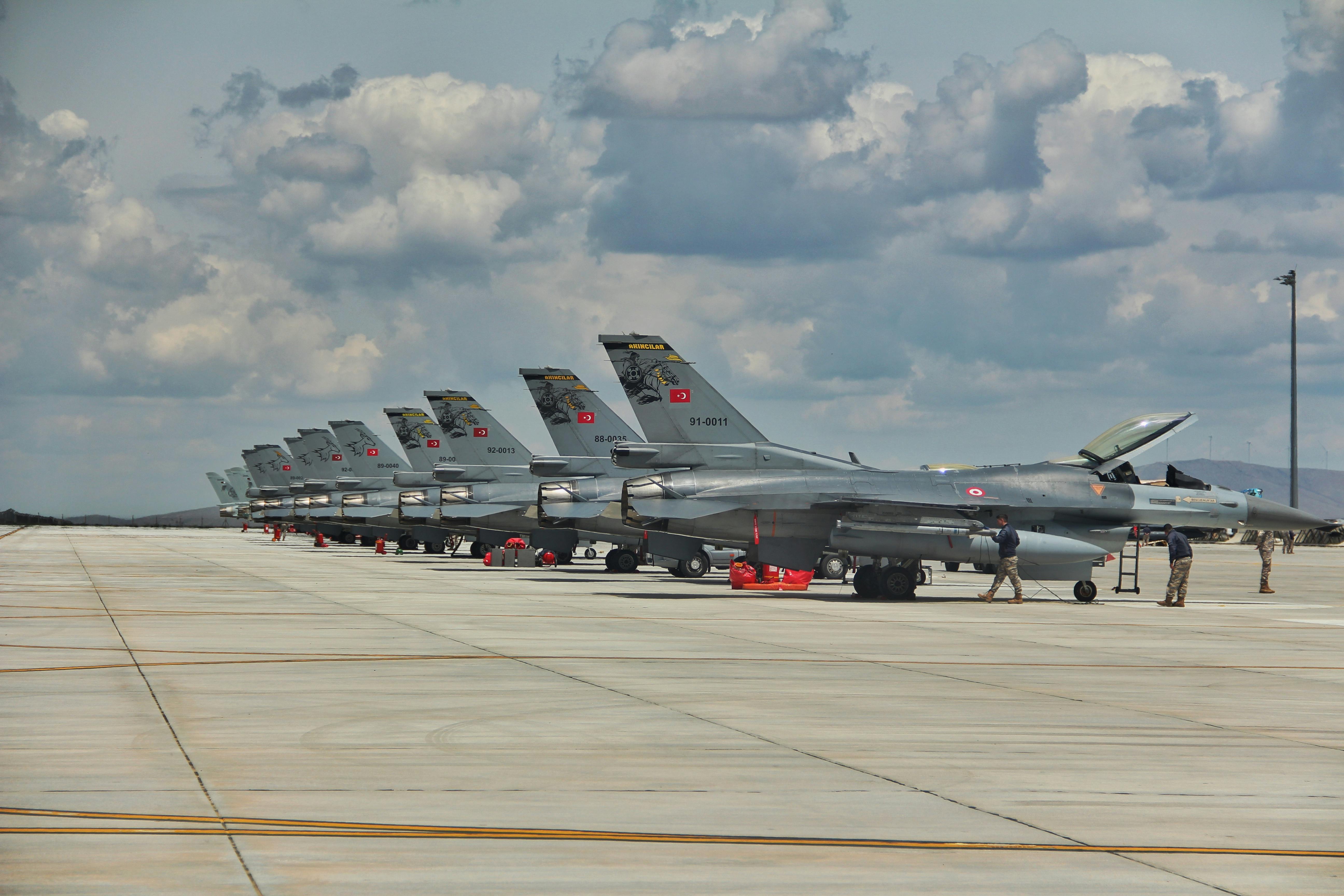 Turkish Air Force Airplanes on Tarmac · Free Stock Photo