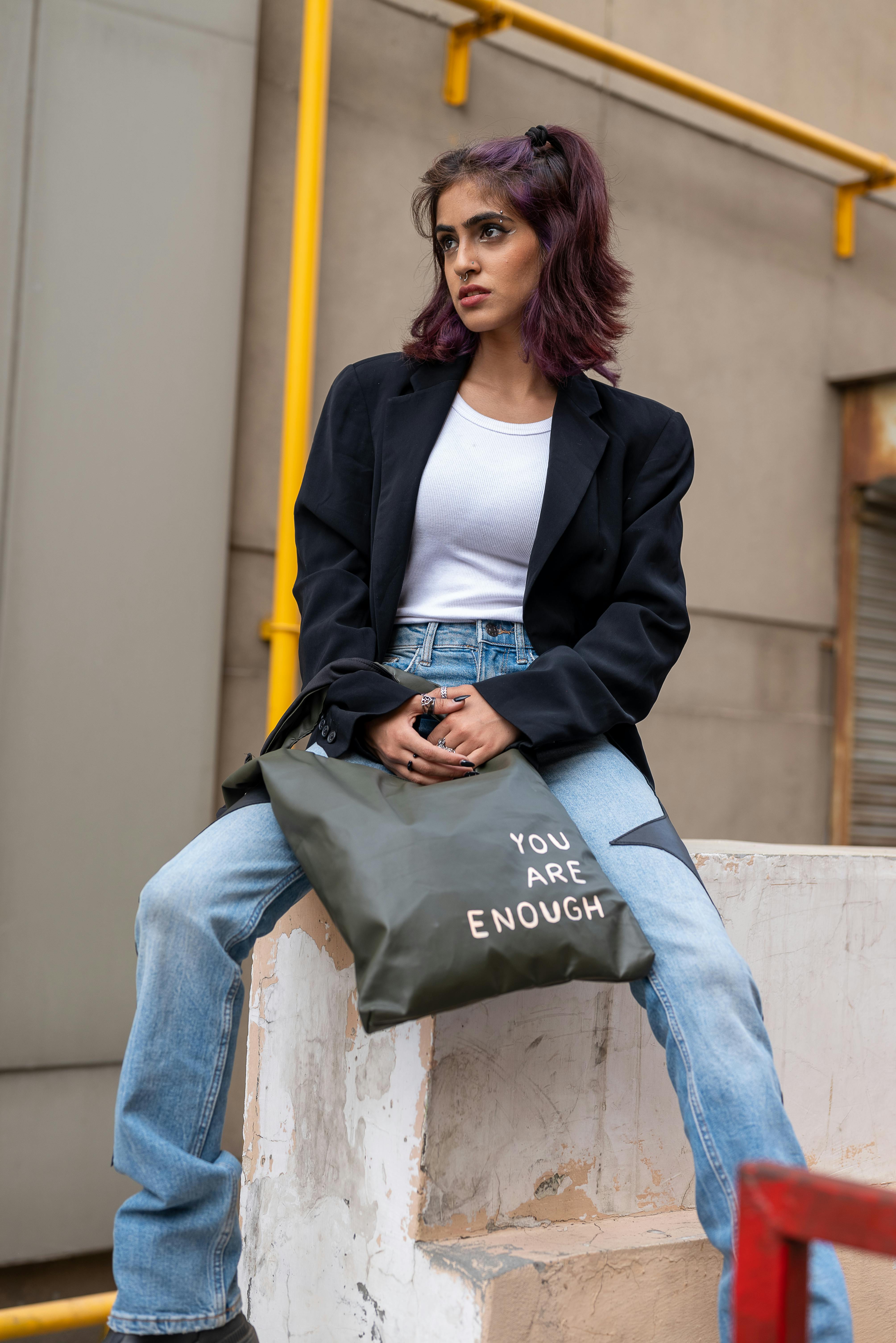 A Woman with a Tote Bag on the Street · Free Stock Photo