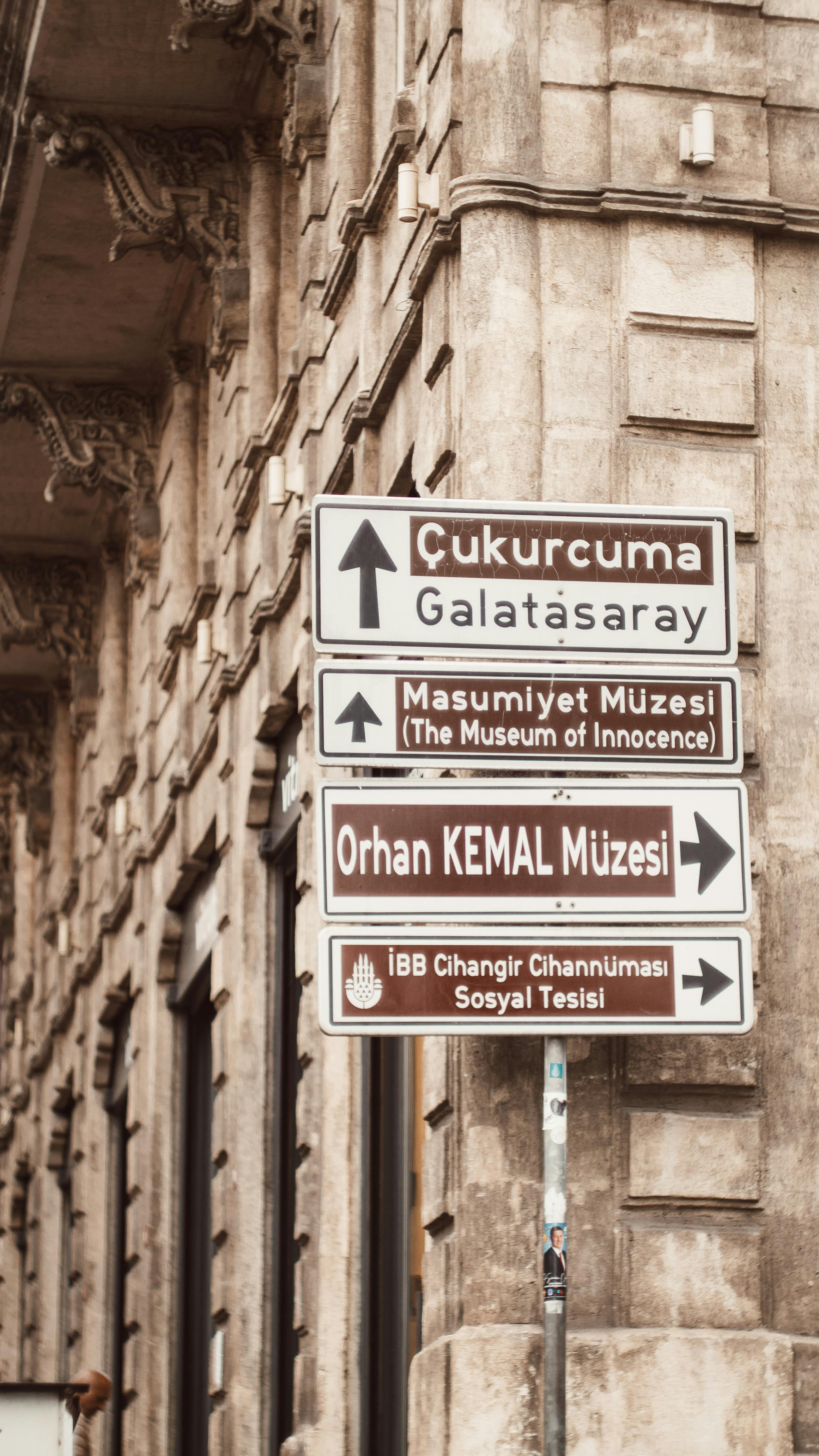 Close-up of Signs with Directions on the Street in Istanbul, Turkey ...