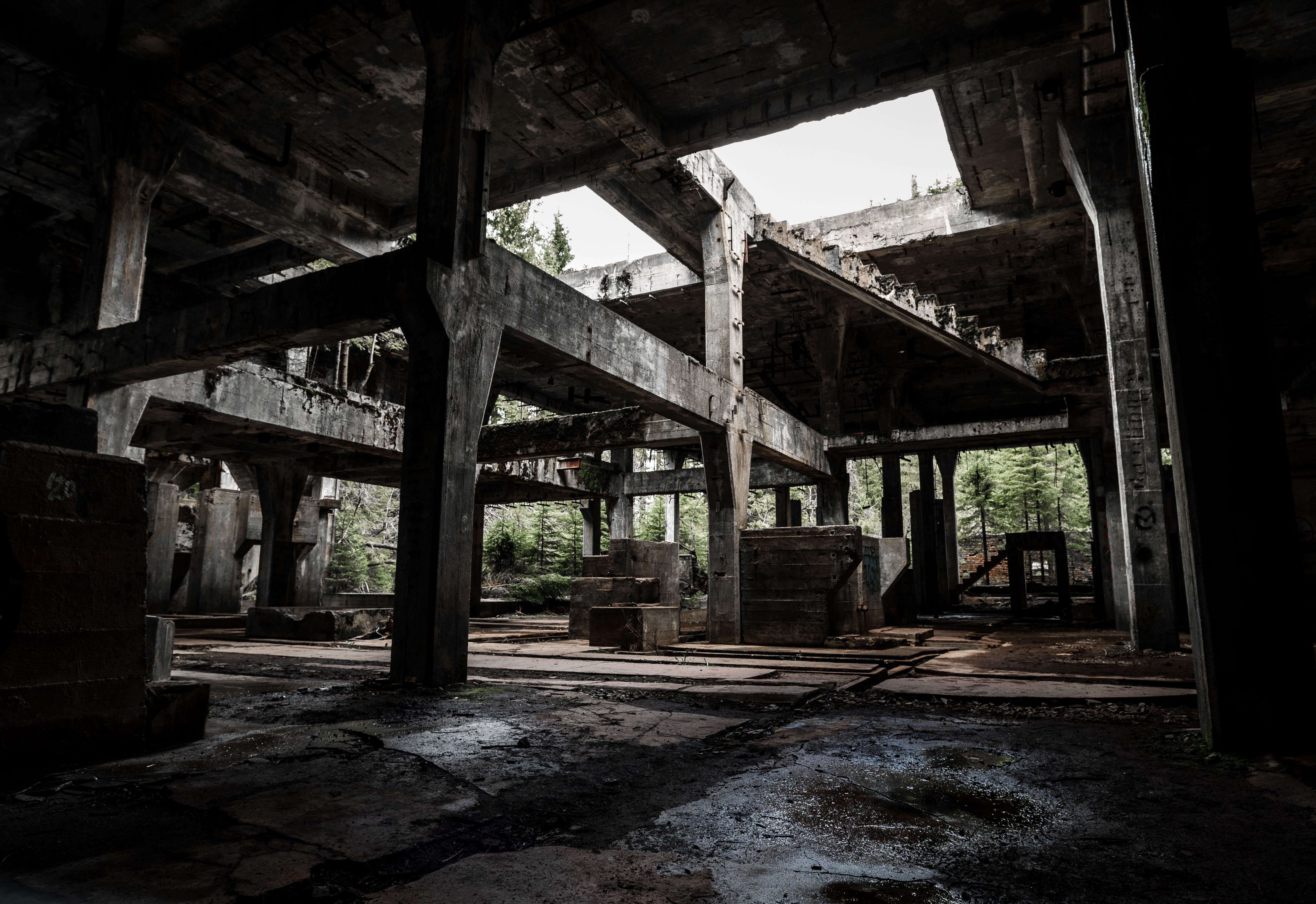 Two Men Standing on Brown Floor Inside Wrecked Building · Free Stock Photo