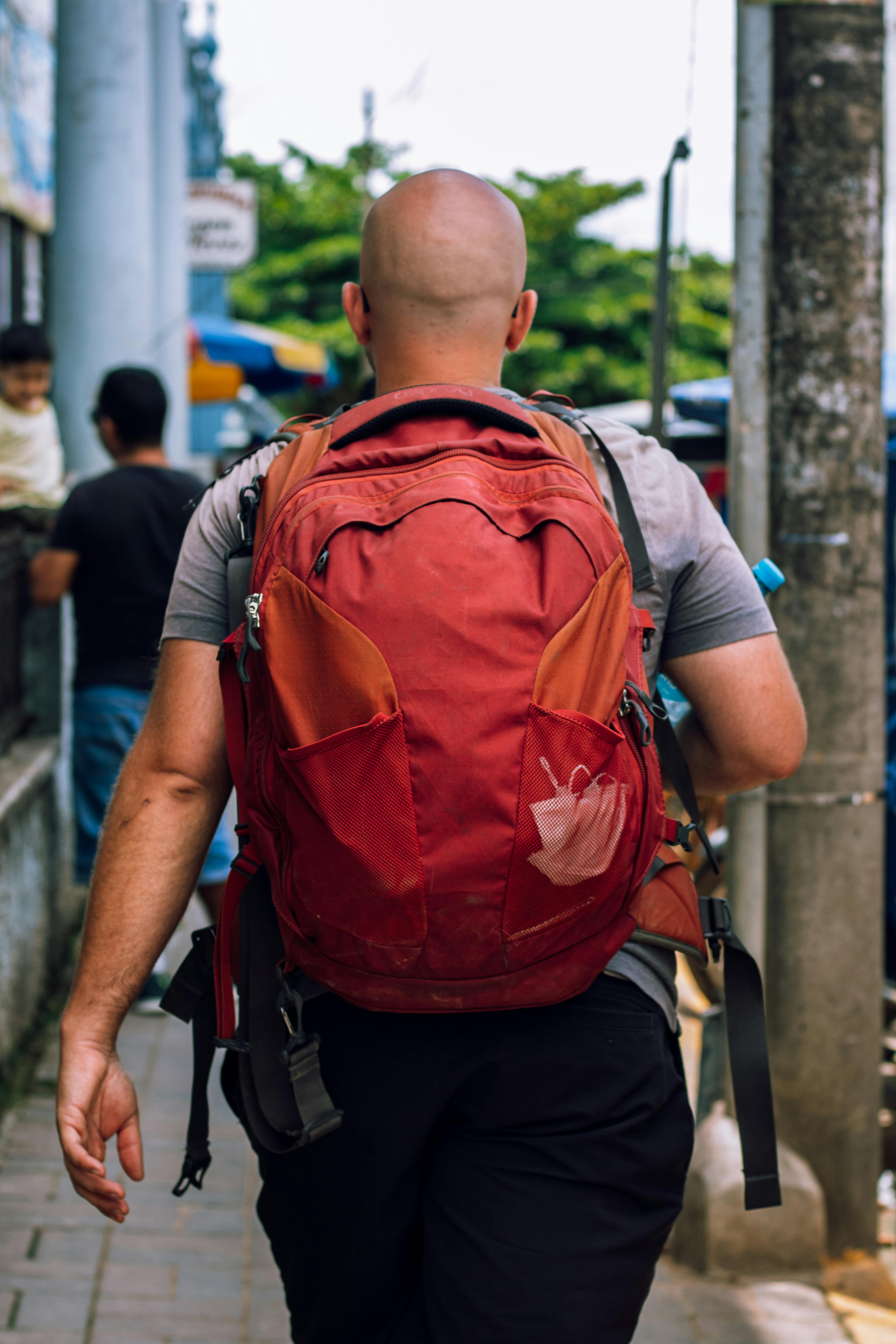 Bald Man with Backpack · Free Stock Photo