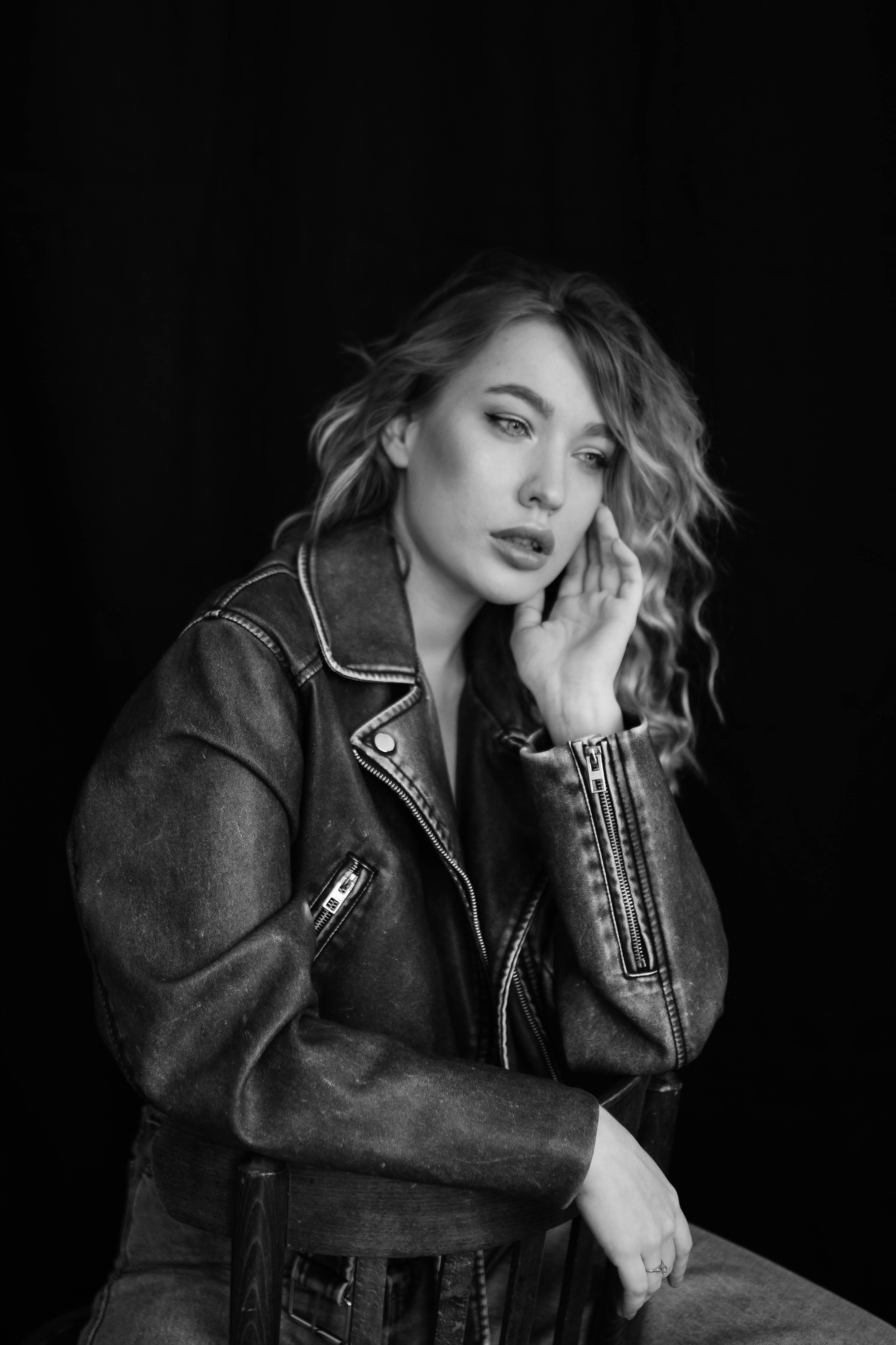 Portrait of a Beautiful Young Woman Reverse Sitting on a Chair · Free ...