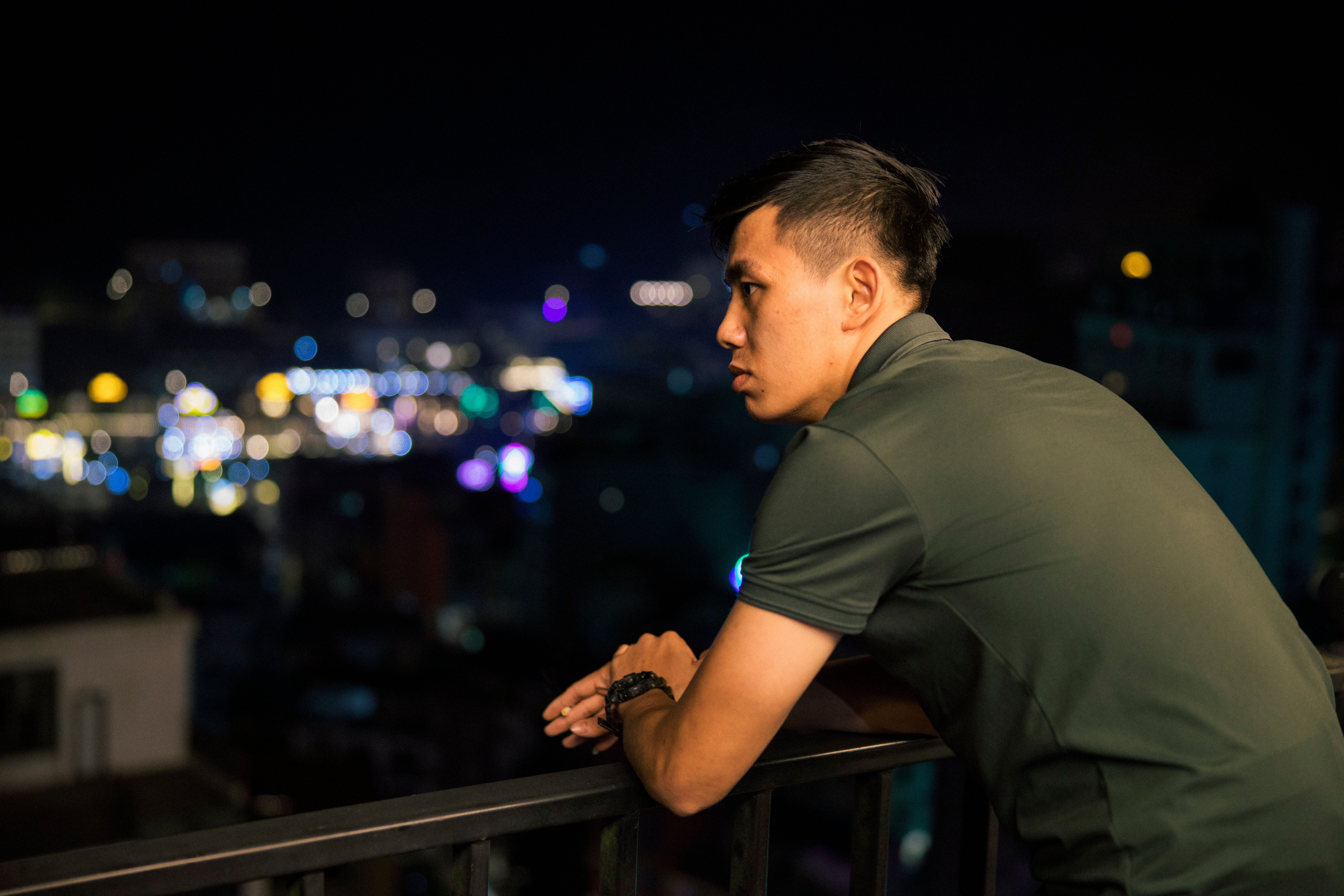 Man Looking at Night Life · Free Stock Photo