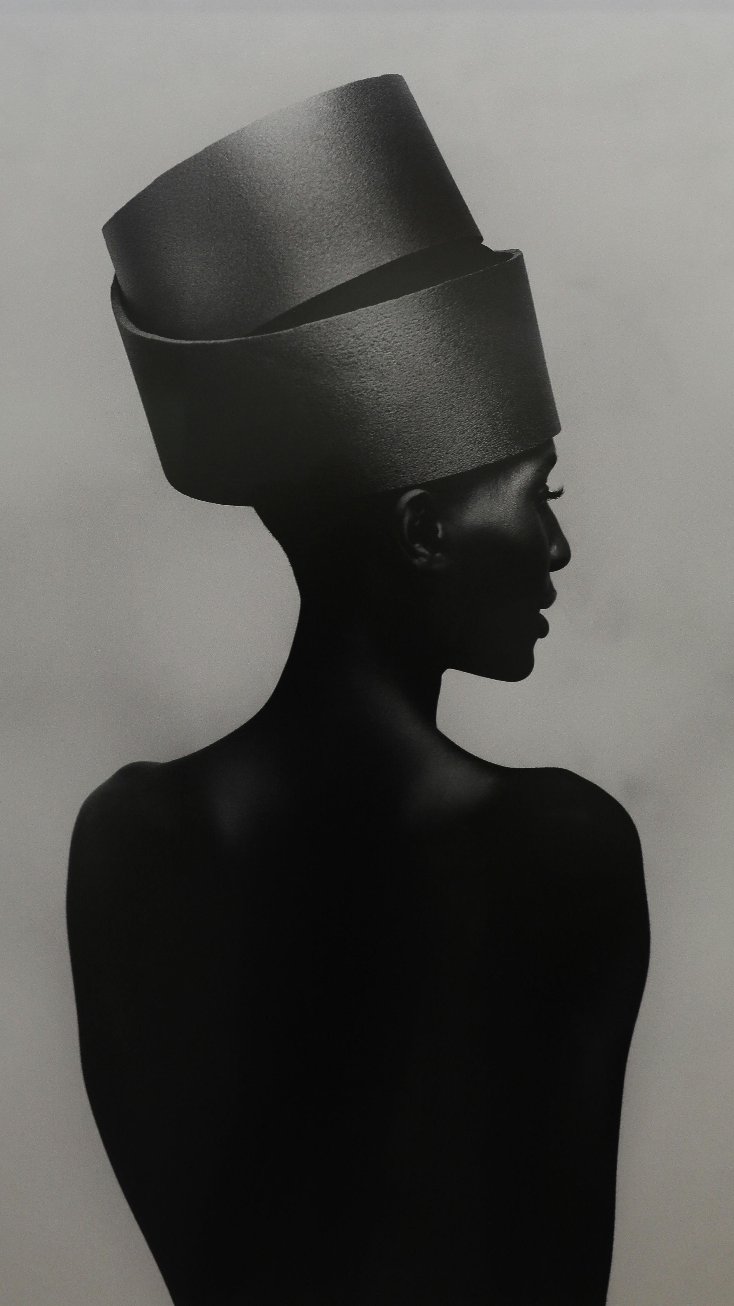 Artistic Studio Shot of a Young Woman Wearing a Hat in a Futuristic ...
