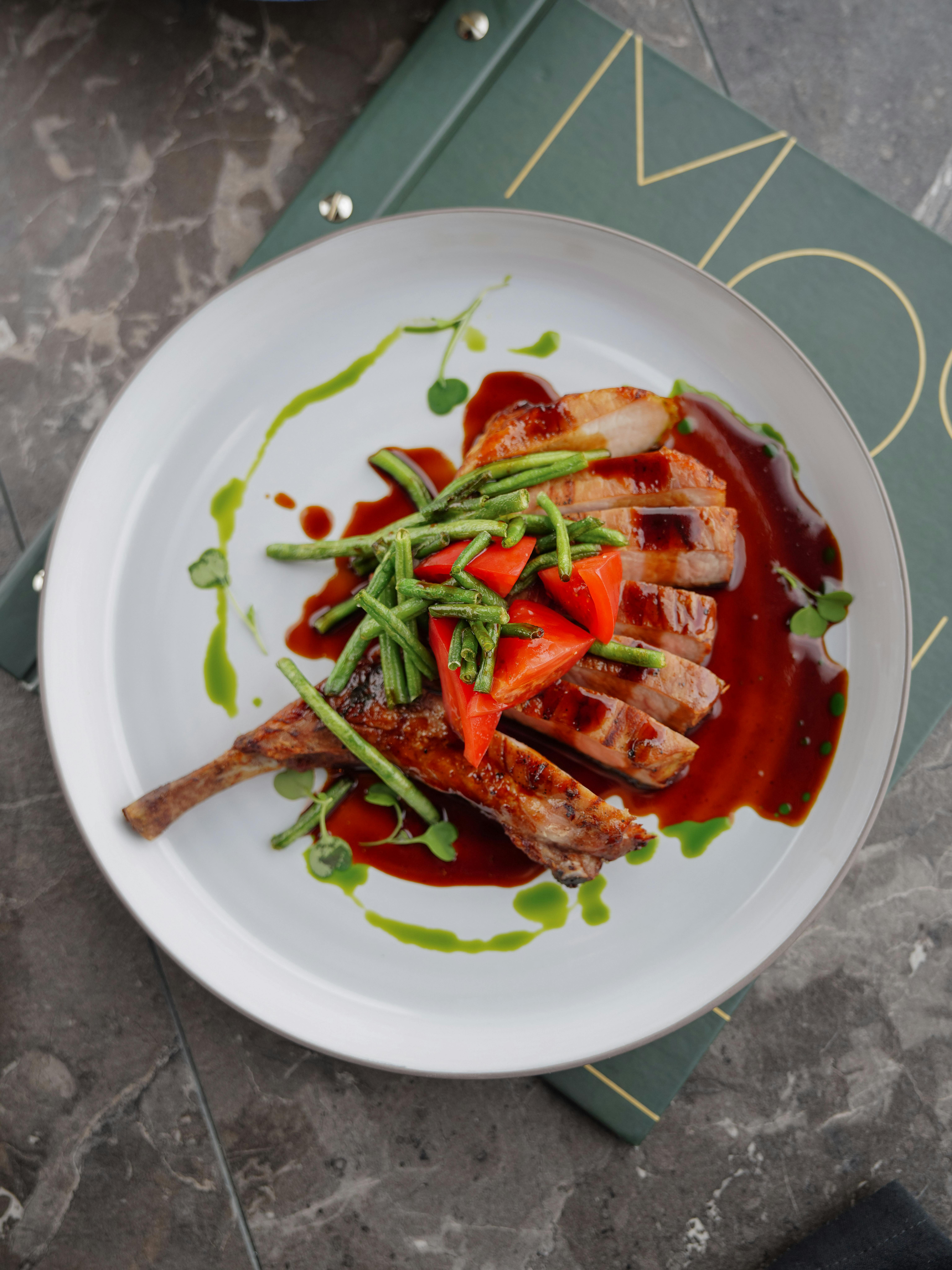Gourmet Meat Based Dish Served on White Plate · Free Stock Photo