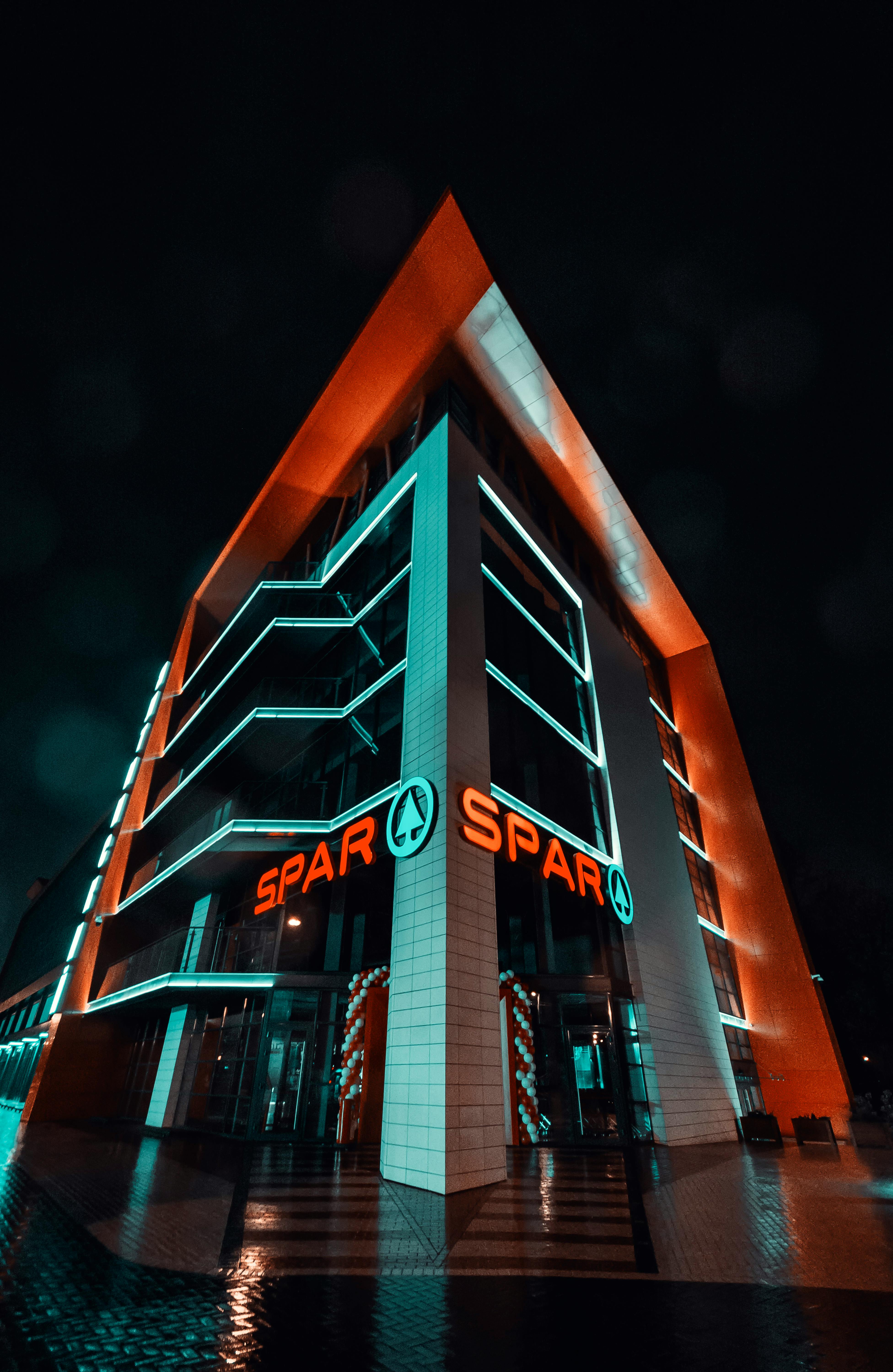 Spar Building at Night · Free Stock Photo