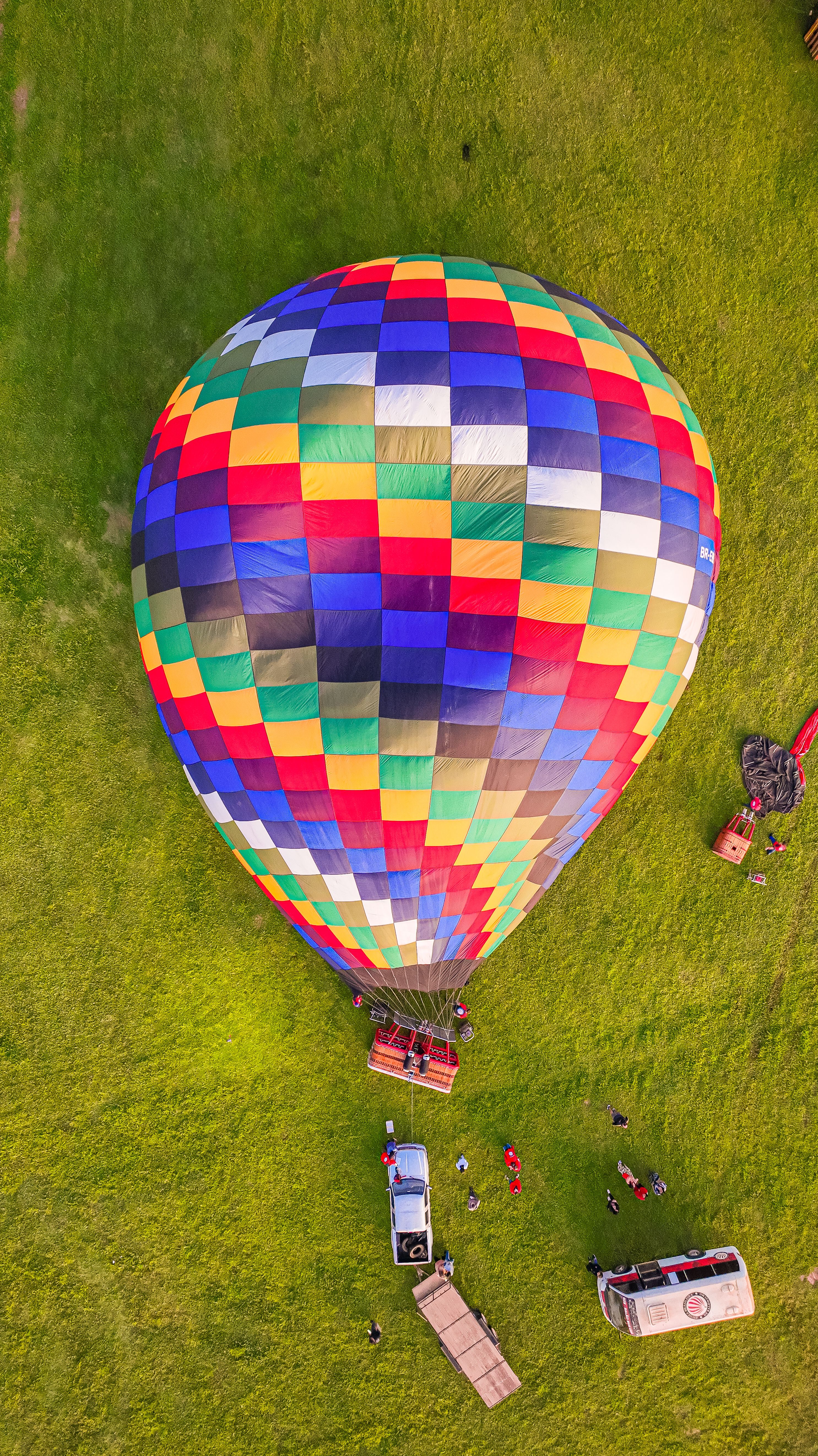 Aerial Photo of a Hot Air Balloon in the Field · Free Stock Photo