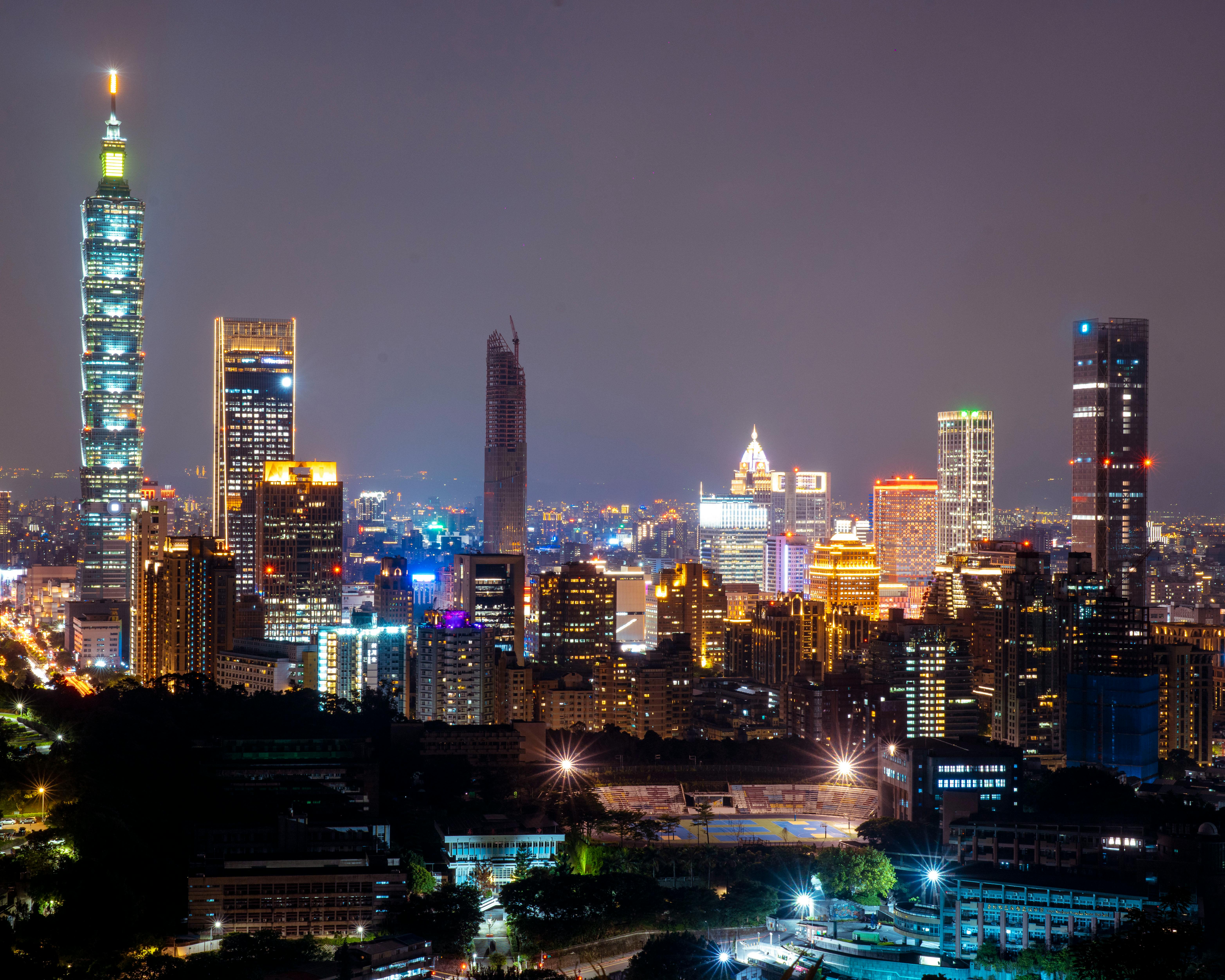 Illuminated Taipei at Night · Free Stock Photo