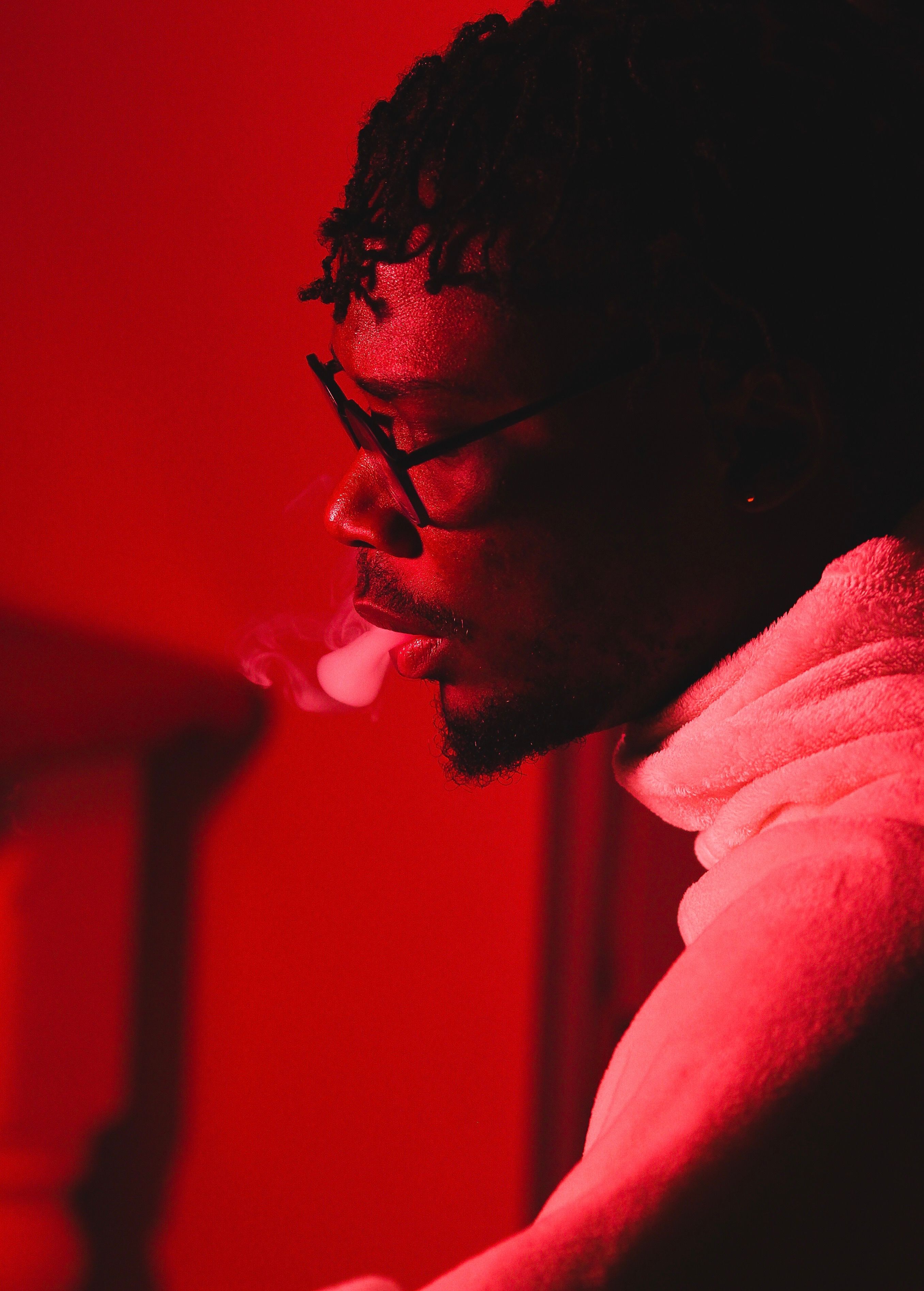 Red Light on Smoking Man · Free Stock Photo