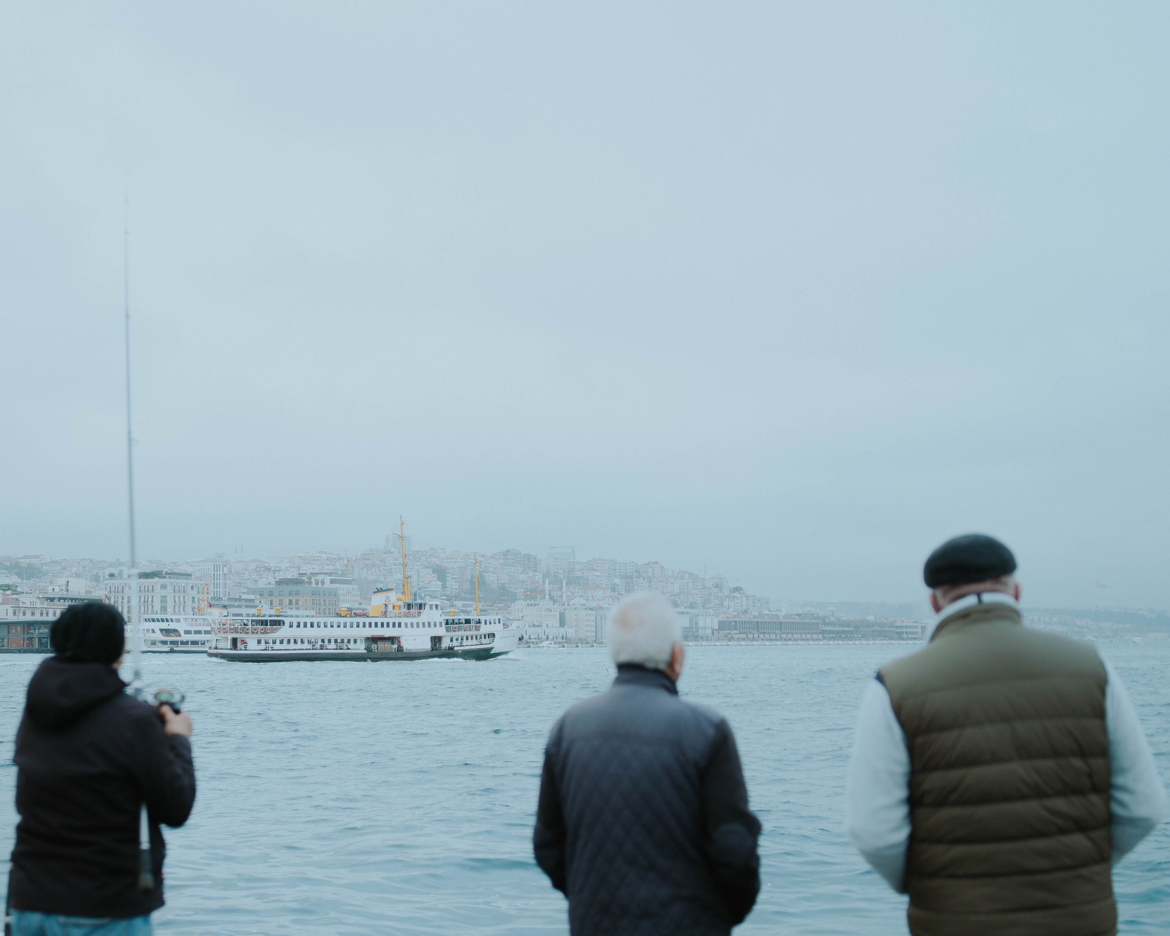 Back View of Men Standing on Sea Shore in Istanbul · Free Stock Photo