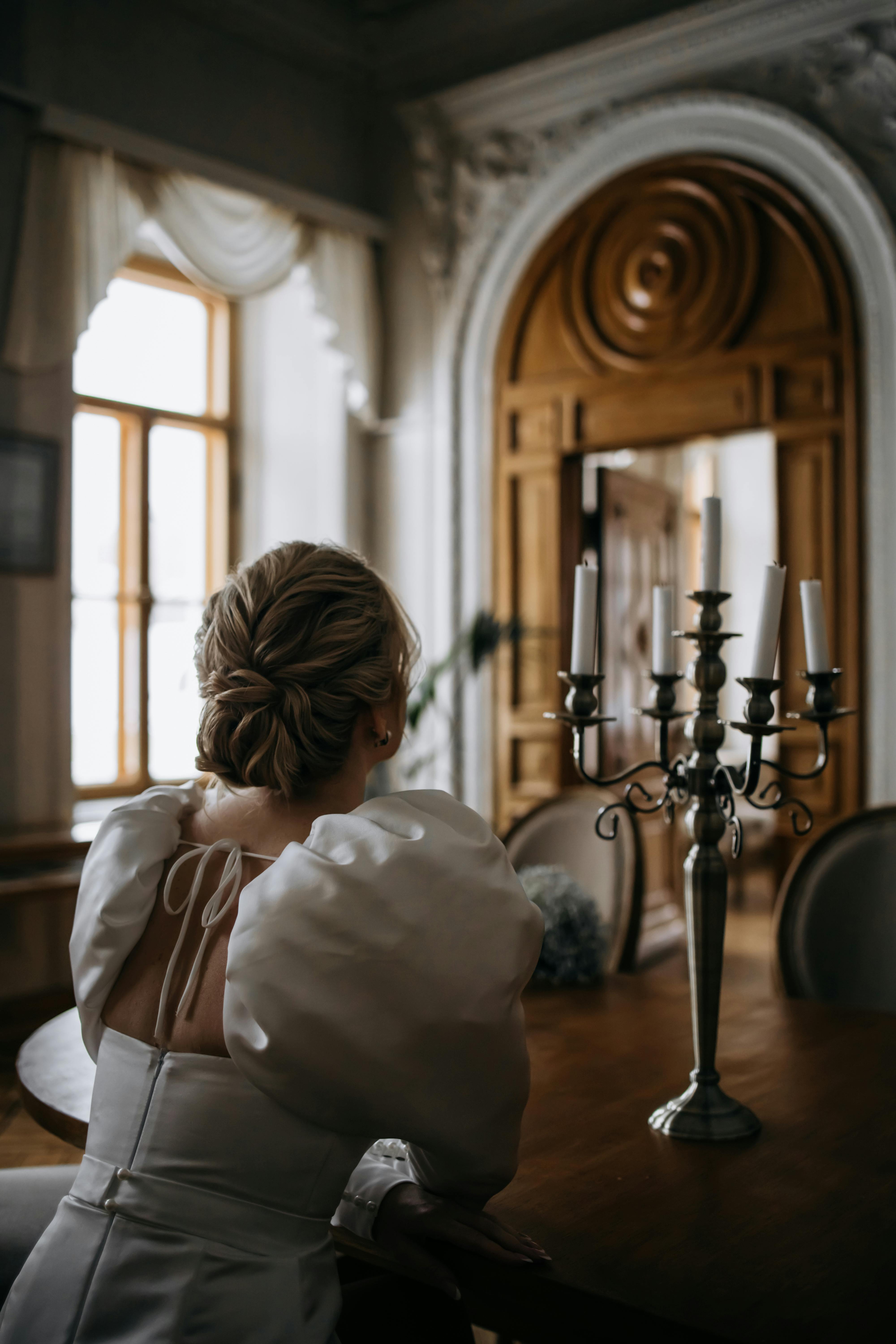 Back View of a Bride in a Palace · Free Stock Photo