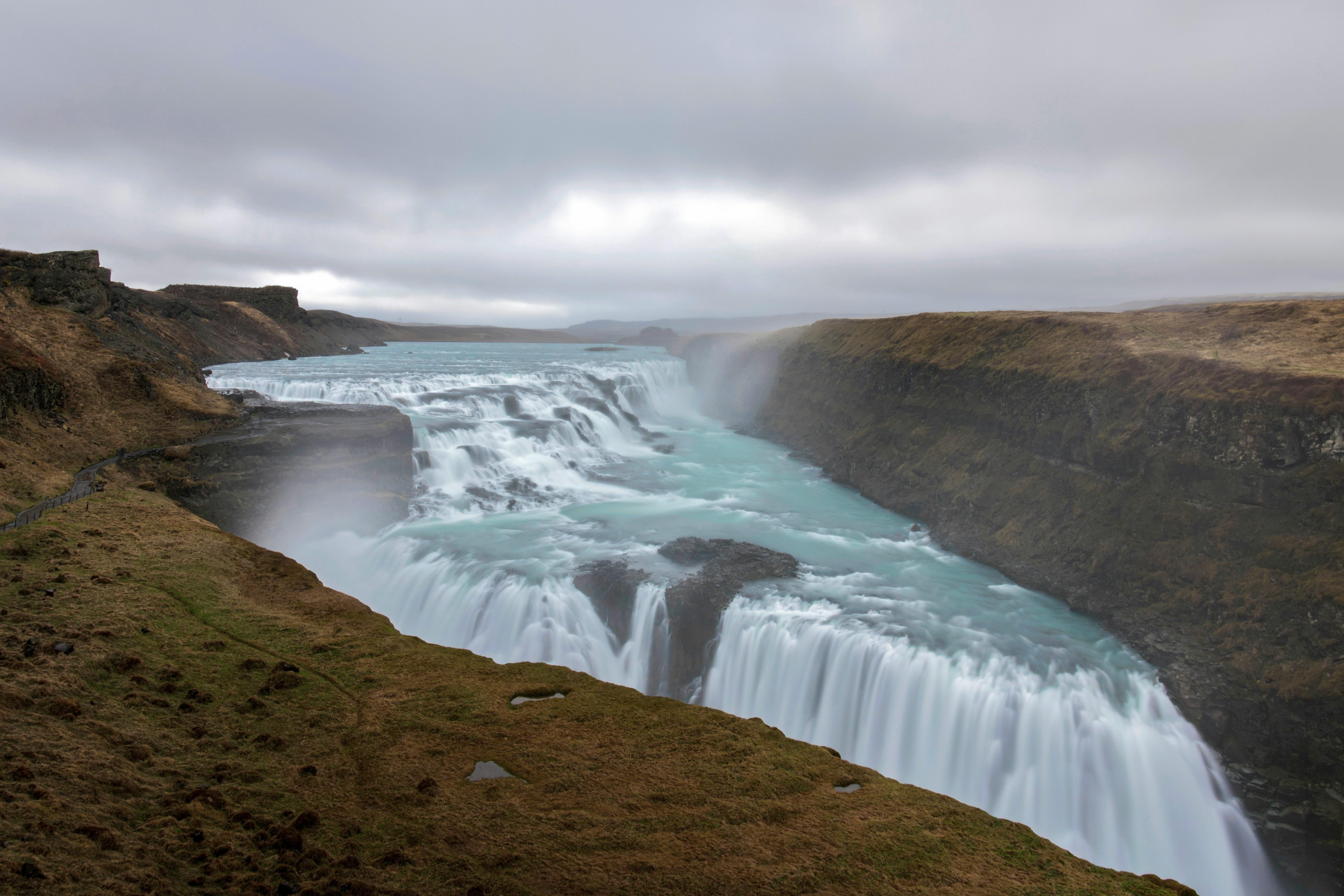 Aerial View of Gullfoss Falls in Iceland · Free Stock Photo