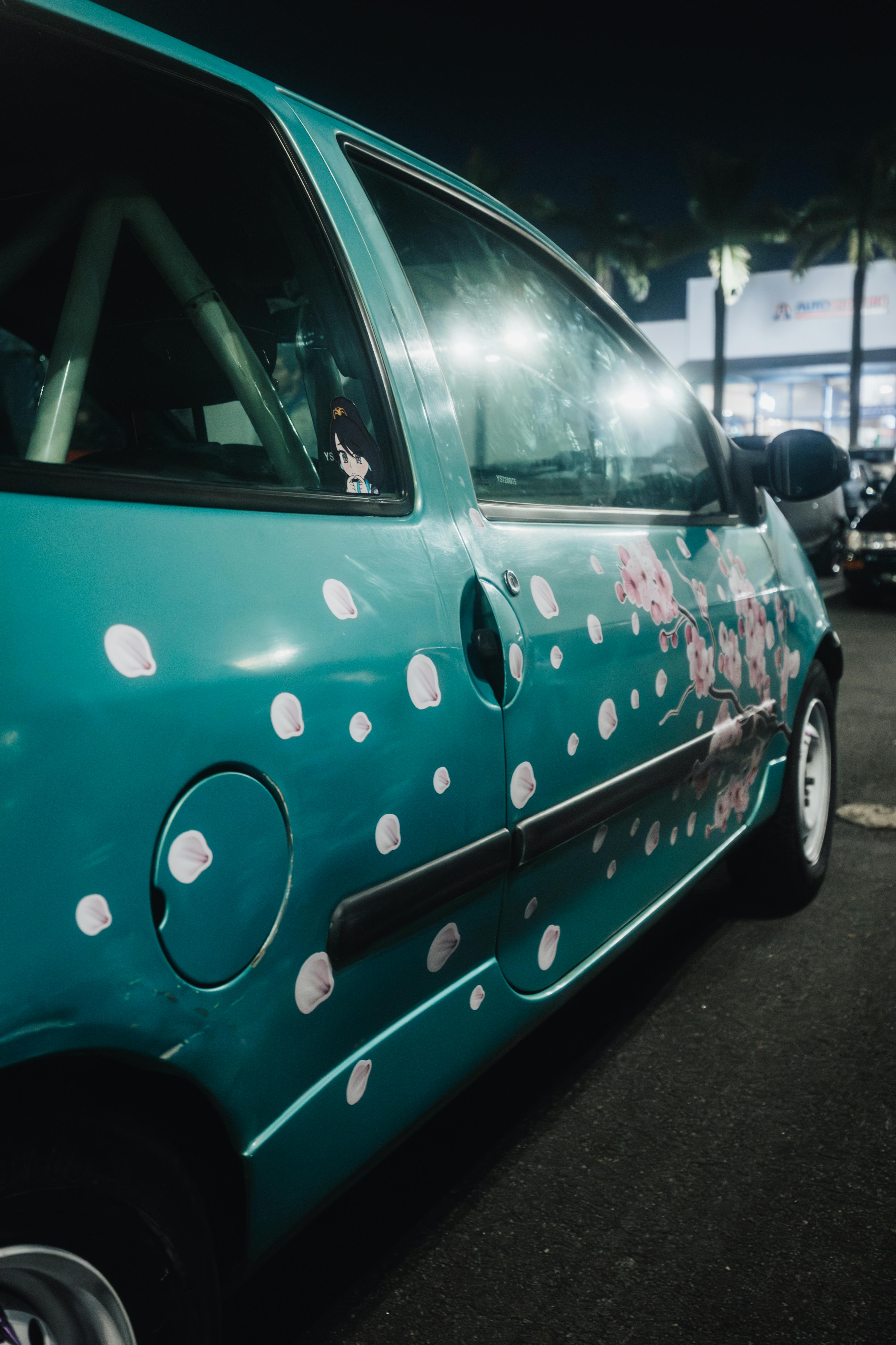 Flowers and Petals Drawing on Side of Car · Free Stock Photo