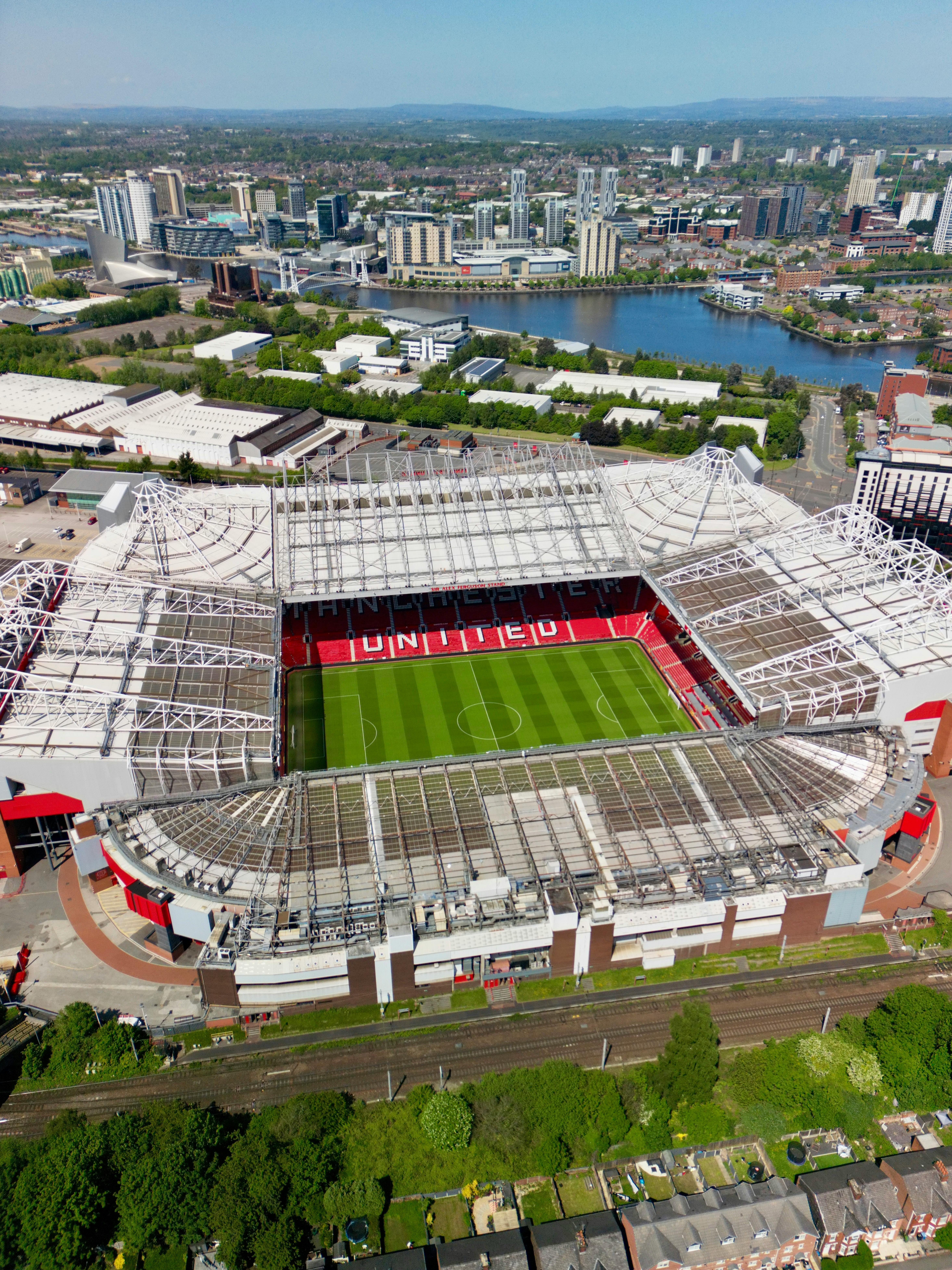 Aerial View of the Old Trafford Manchester United Football Stadium ...