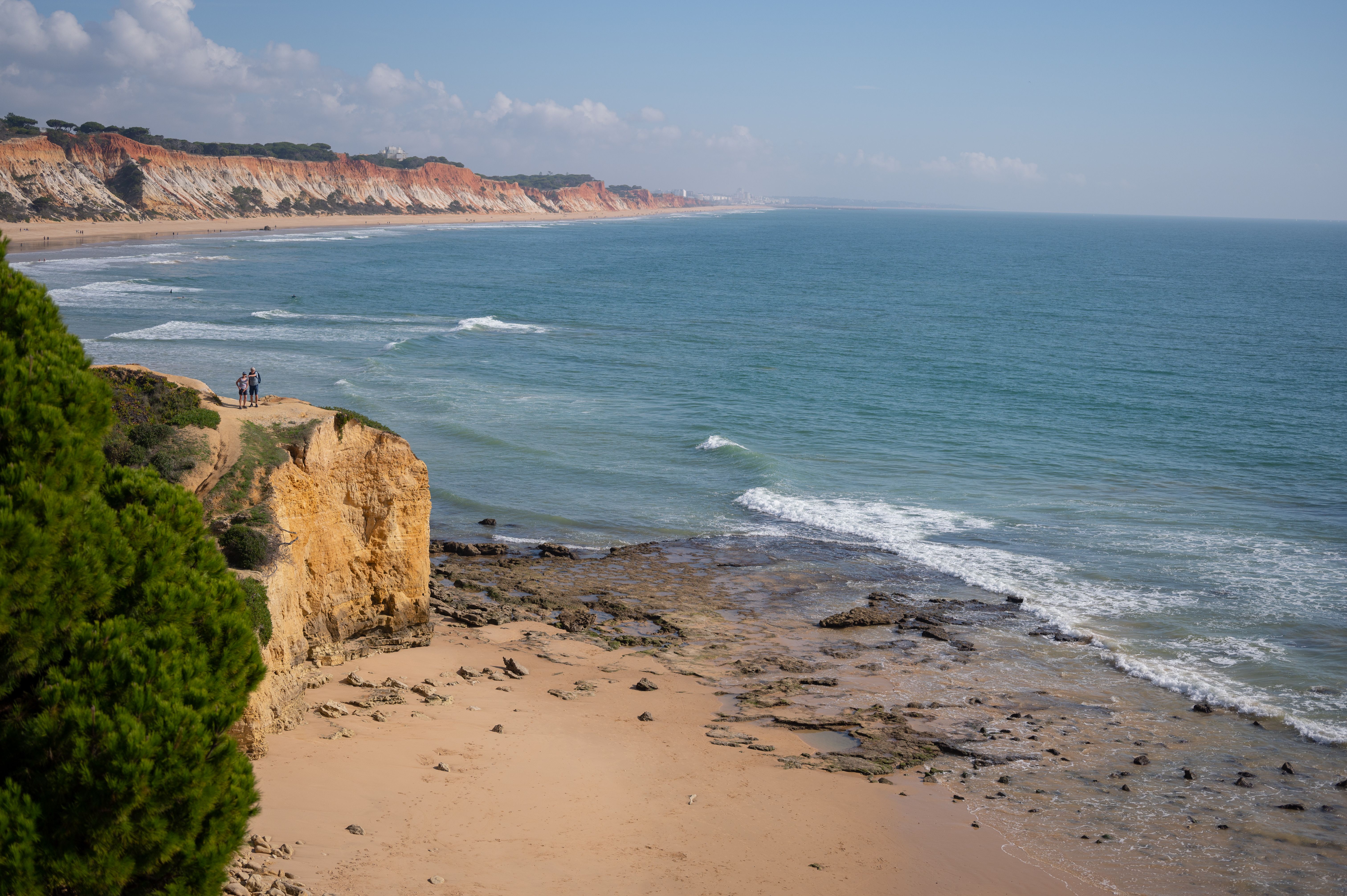 A view of the beach and cliffs from the top of a hill · Free Stock Photo