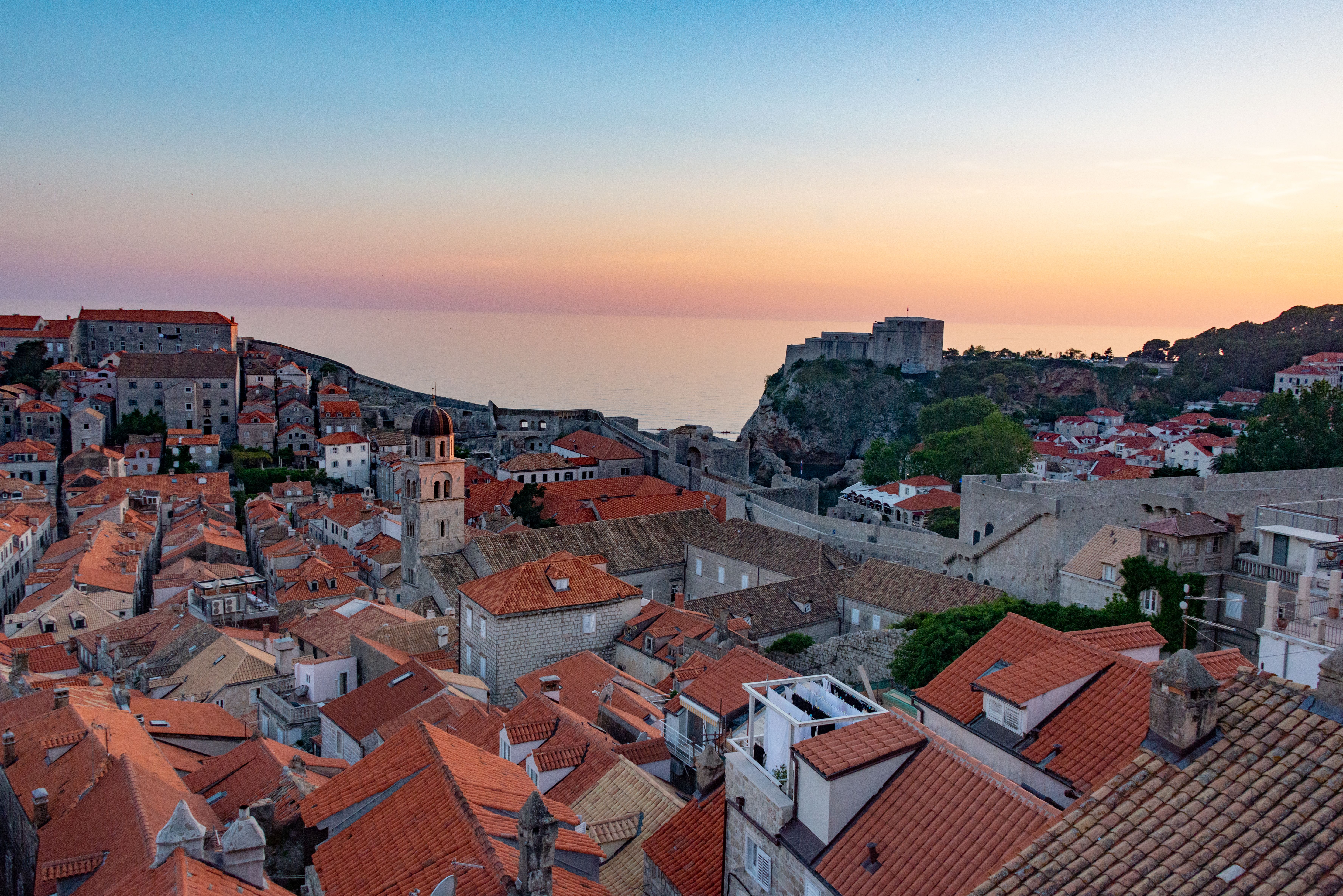 Aerial View of Dubrovnik and the Sea at Sunset · Free Stock Photo
