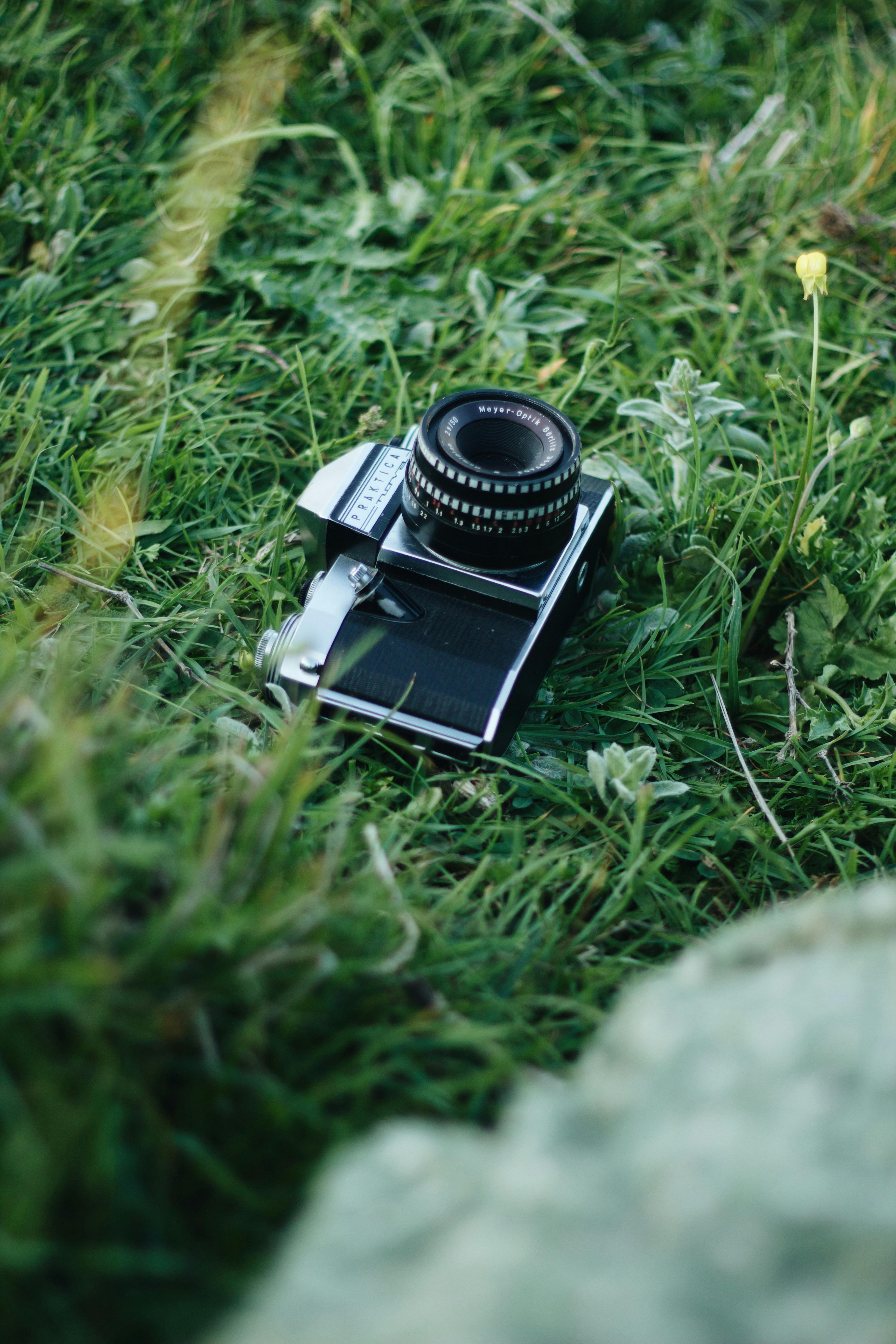 Close up of Camera on Grass · Free Stock Photo