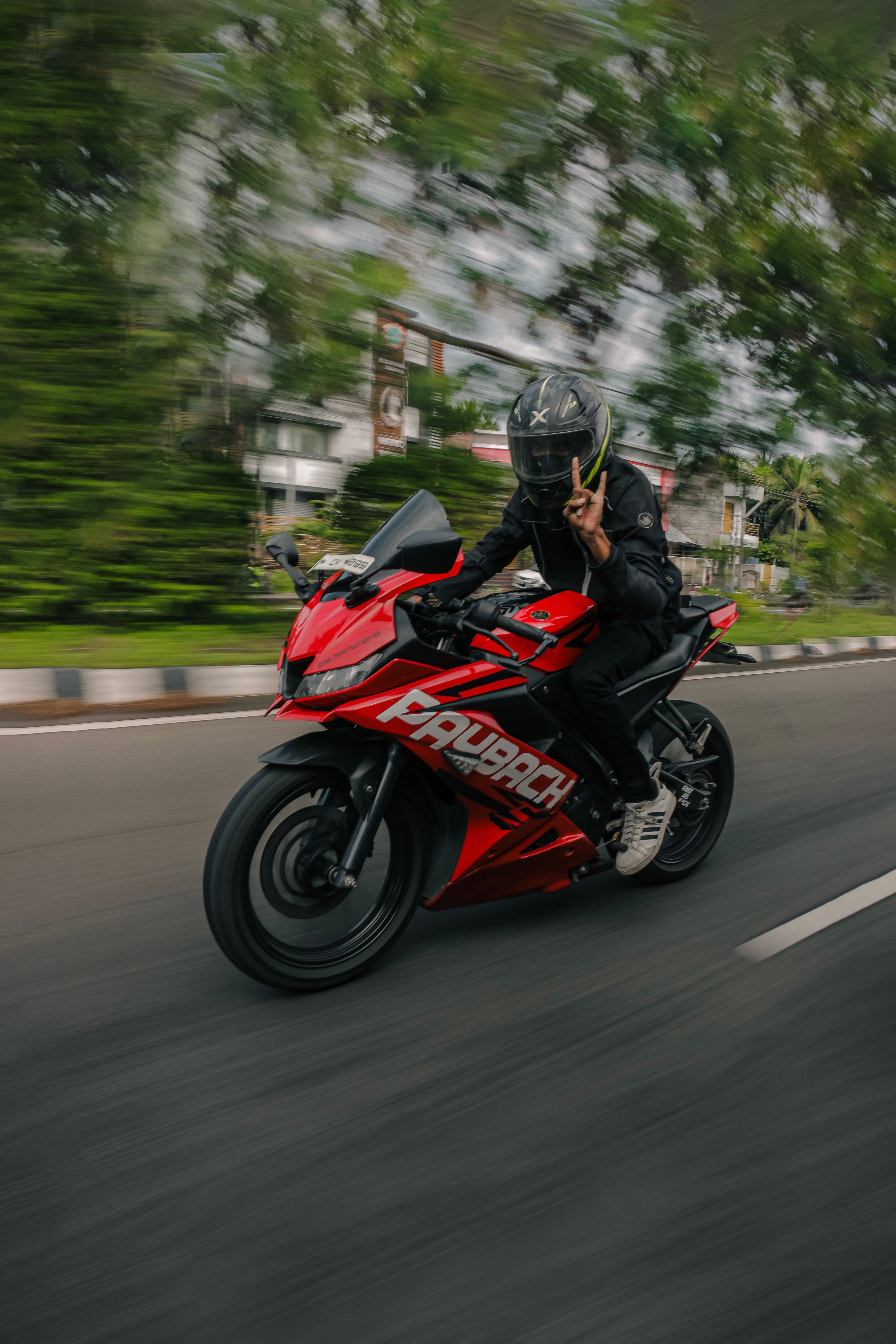 Man Posing on Red Motorcycle · Free Stock Photo