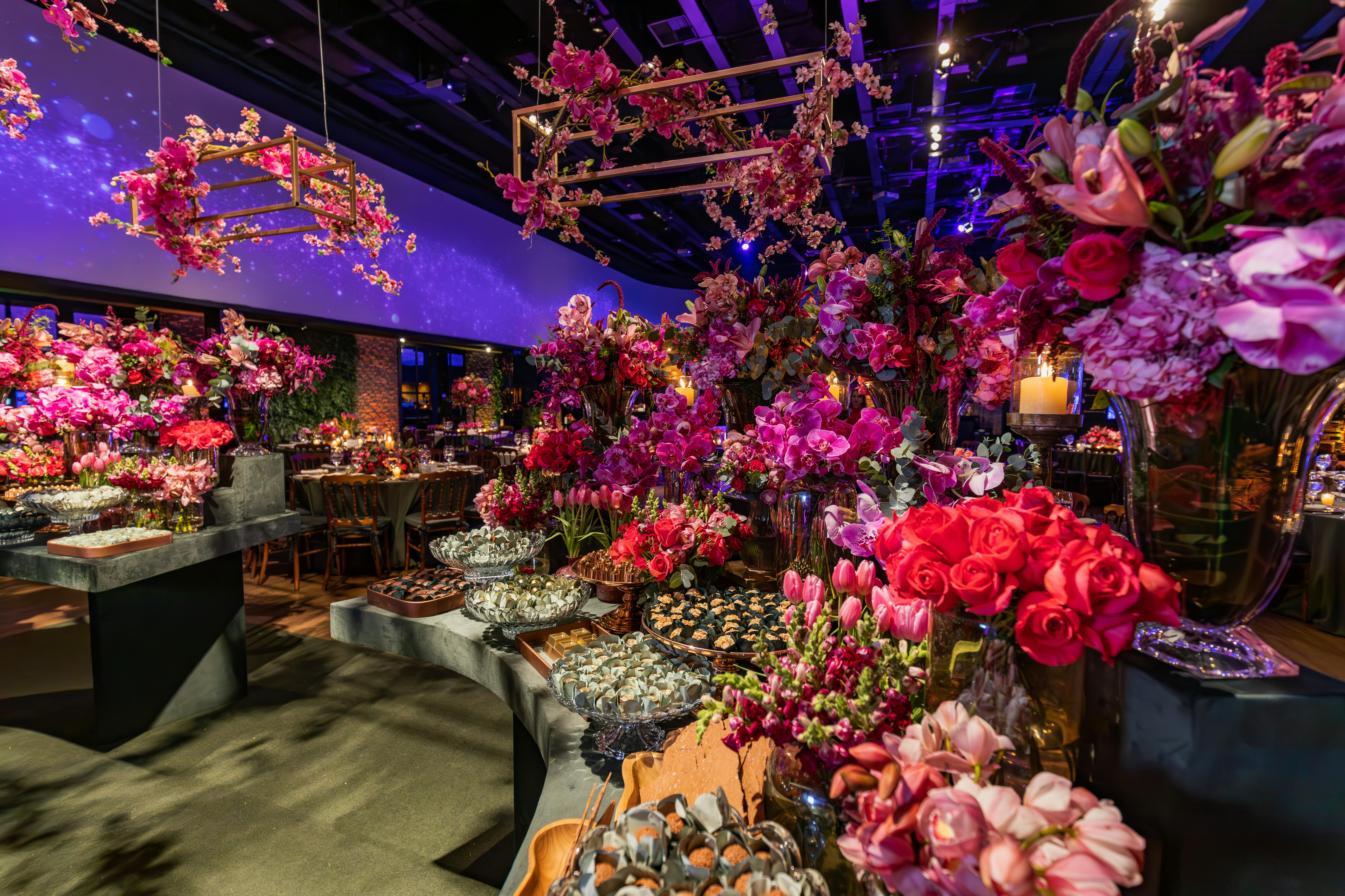 Colorful Flowers Decorations for Celebration in Luxury Restaurant ...