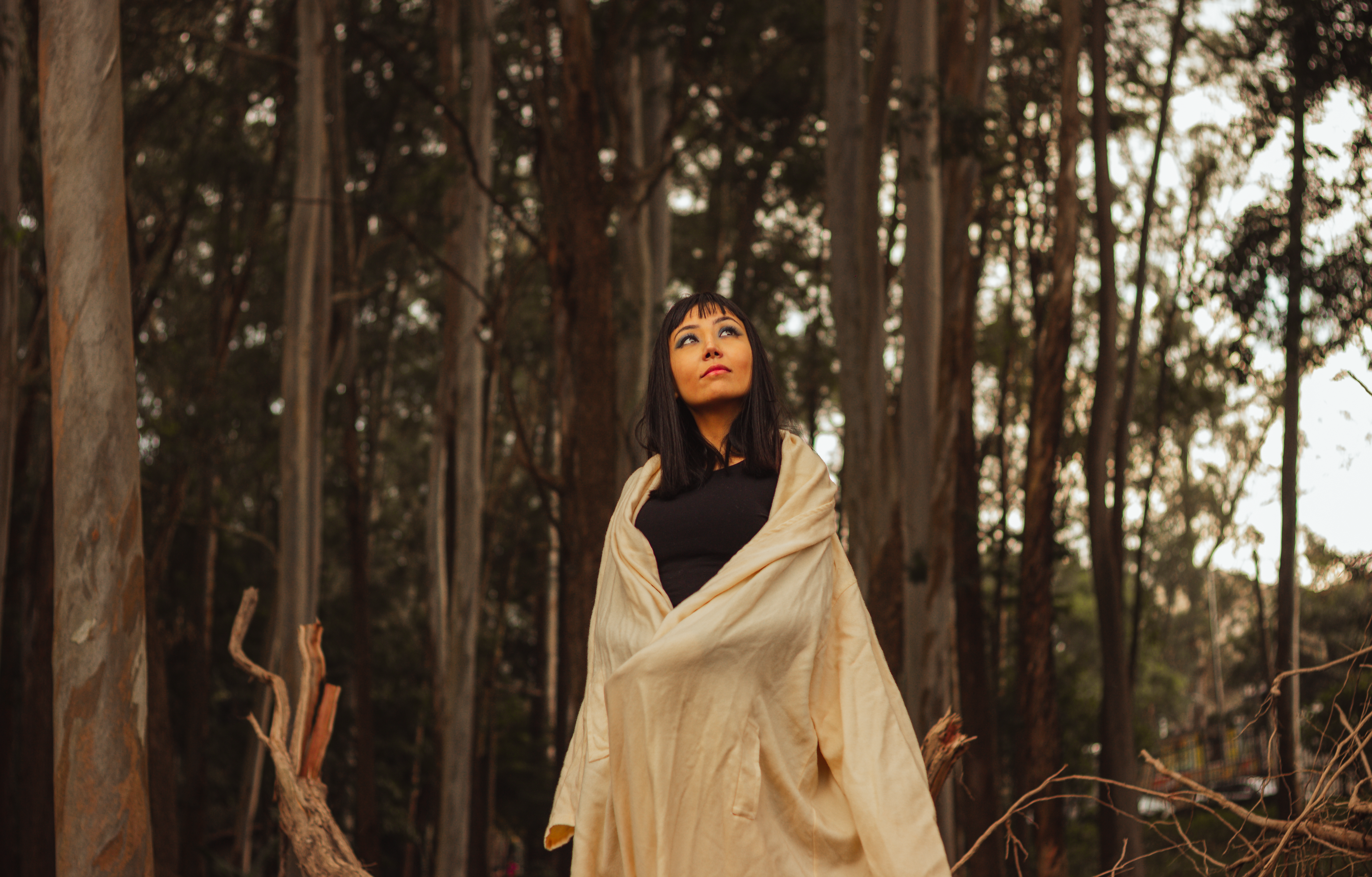 Girl in White Dress Posing under Tree Branch · Free Stock Photo