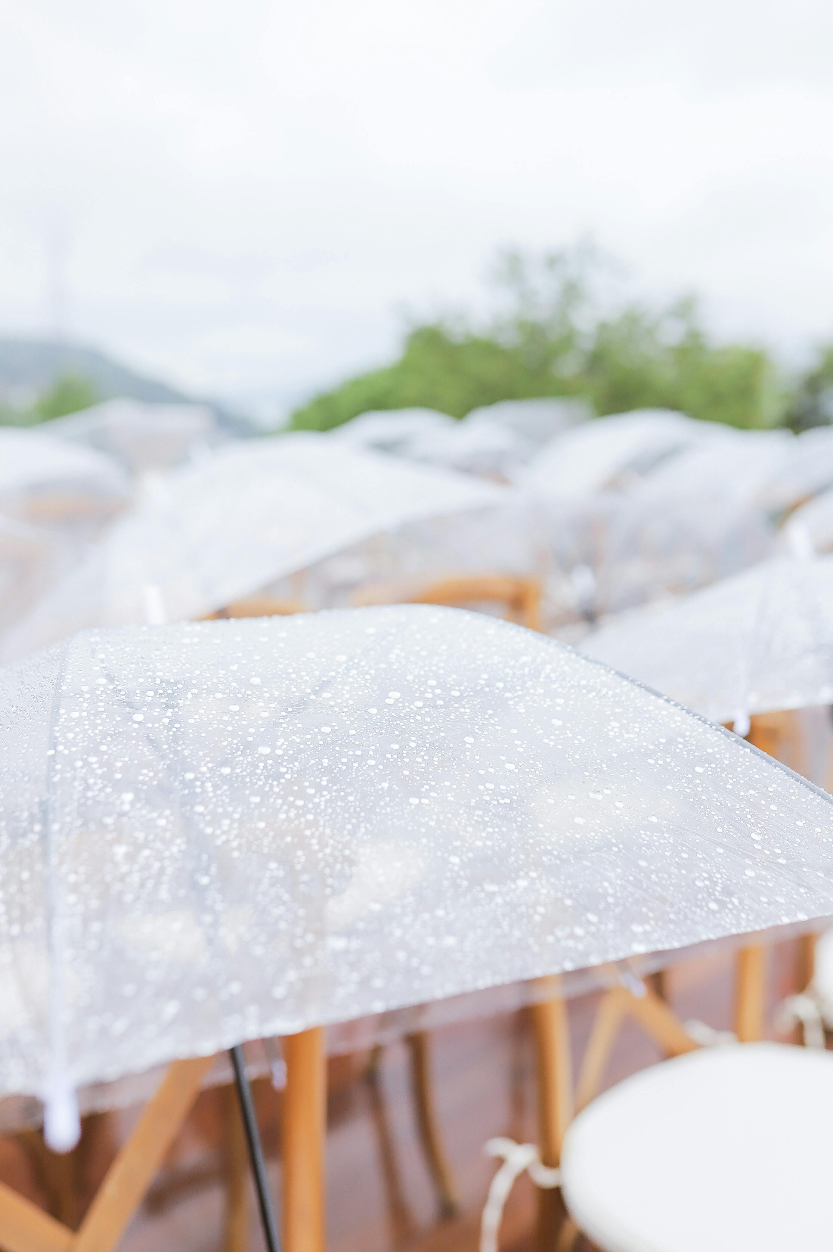 Close-up of Transparent Umbrellas with Raindrops on the Surface · Free ...