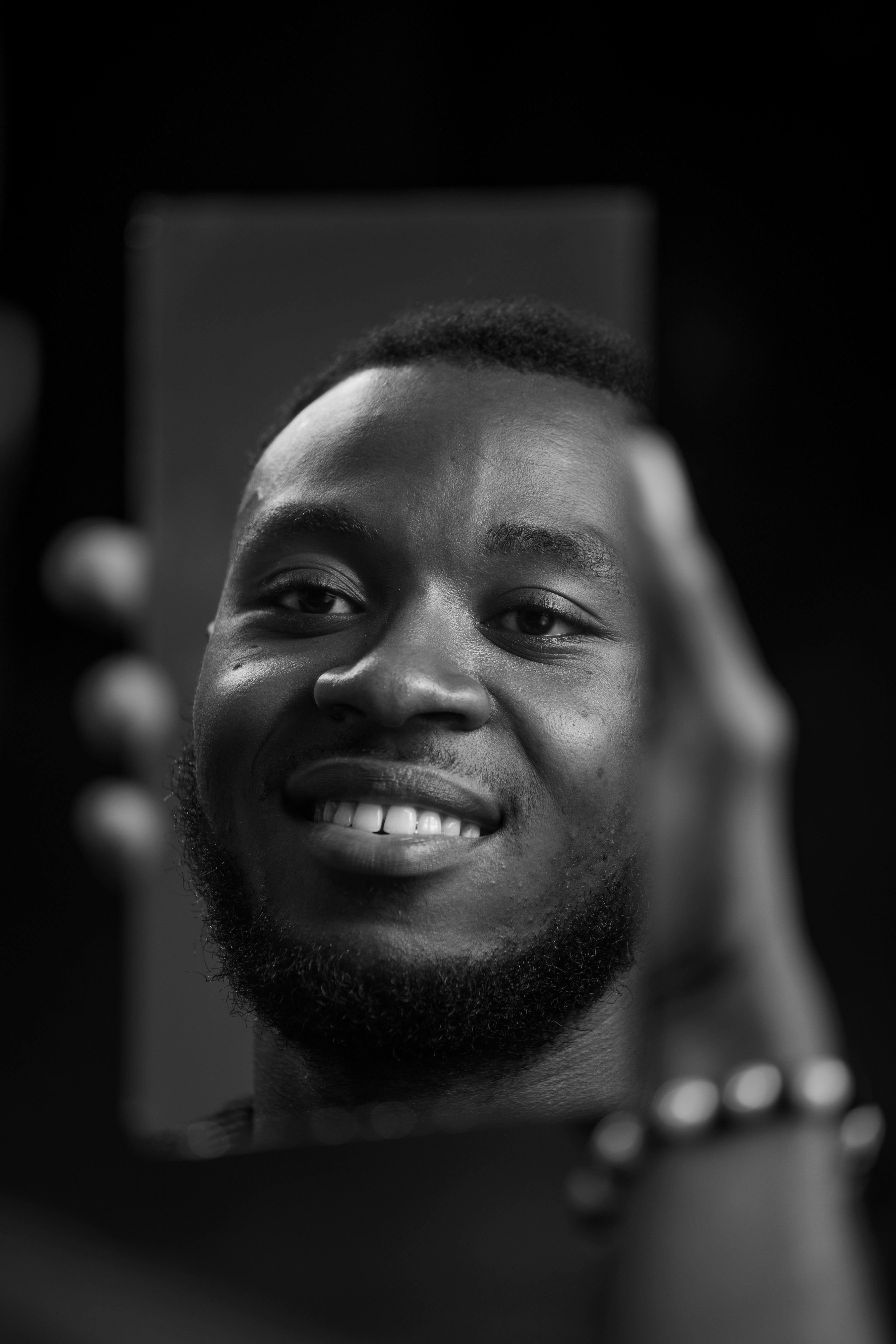 Smiling Man Face Reflection · Free Stock Photo