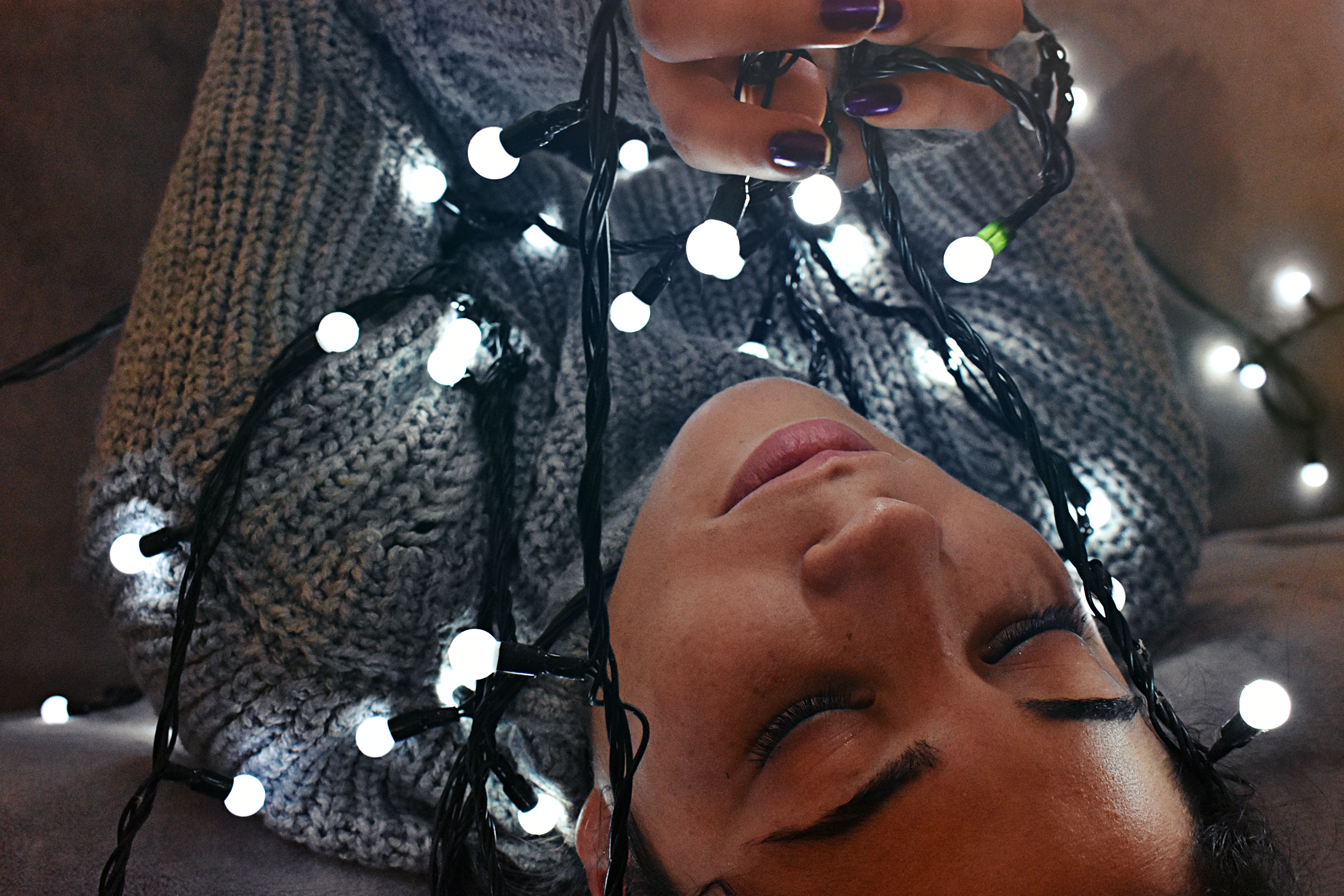 Person With String Lights · Free Stock Photo
