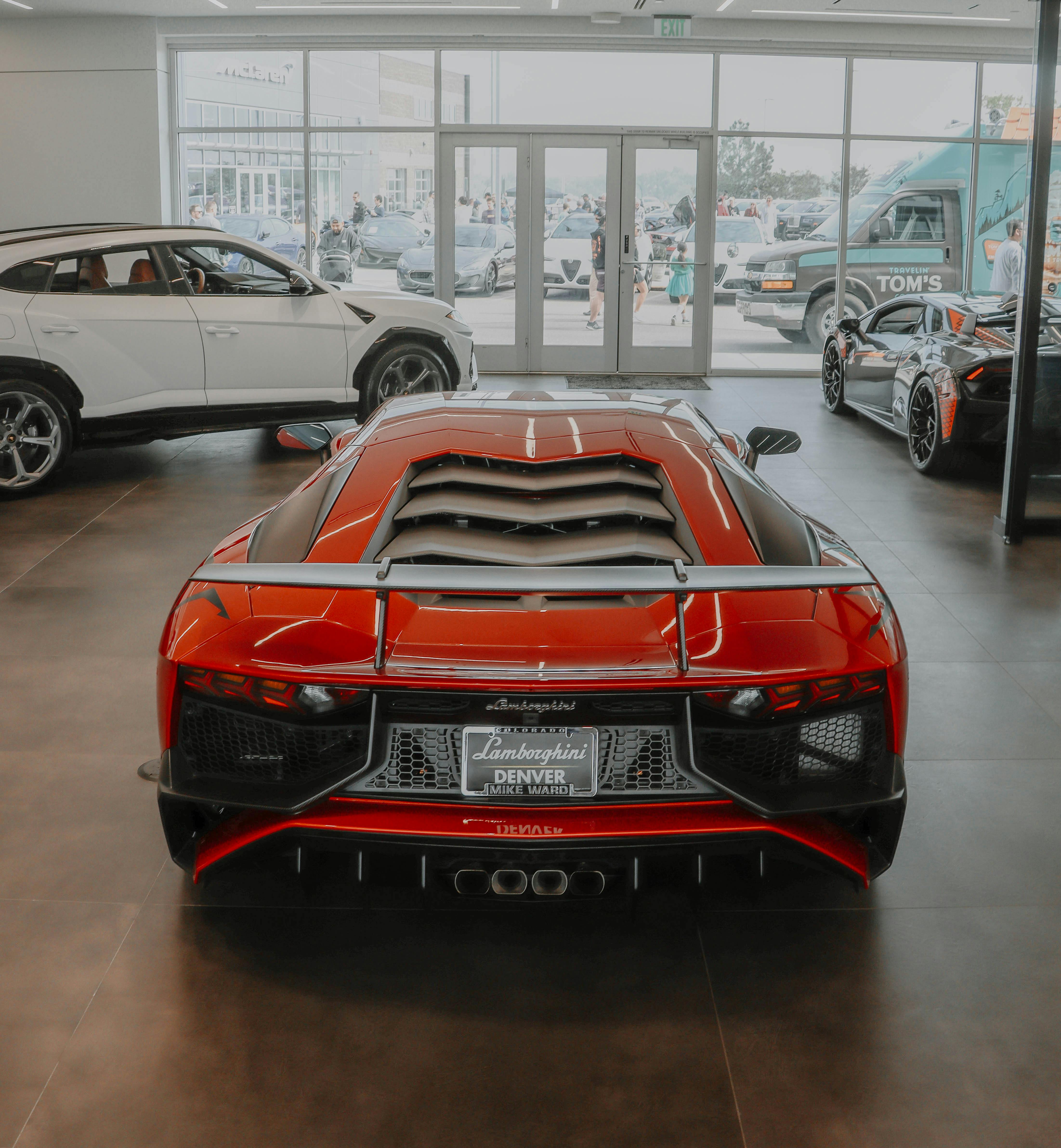 Red Lamborghini Aventador in Back View · Free Stock Photo