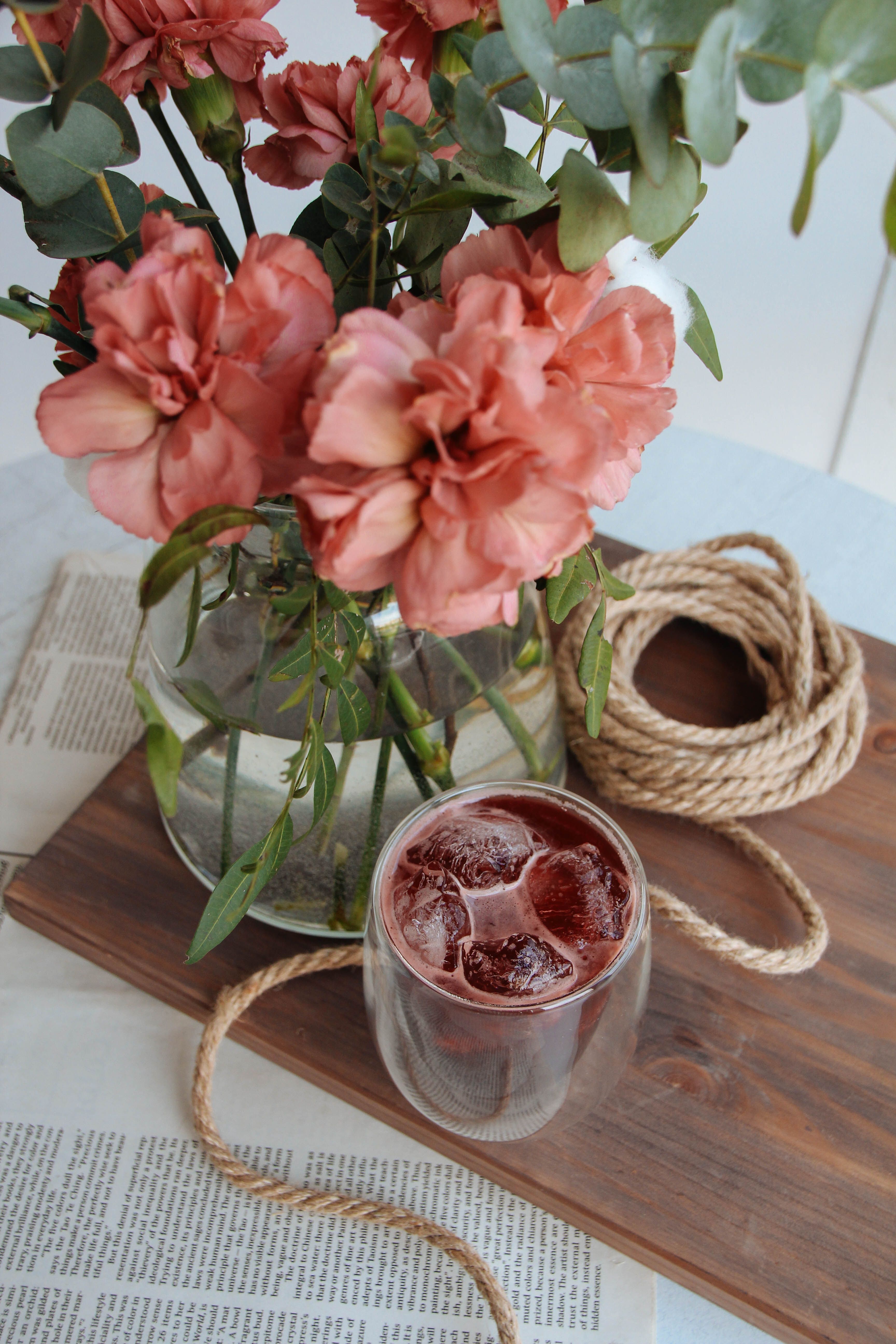 Flowers, String and Drink with Ice · Free Stock Photo