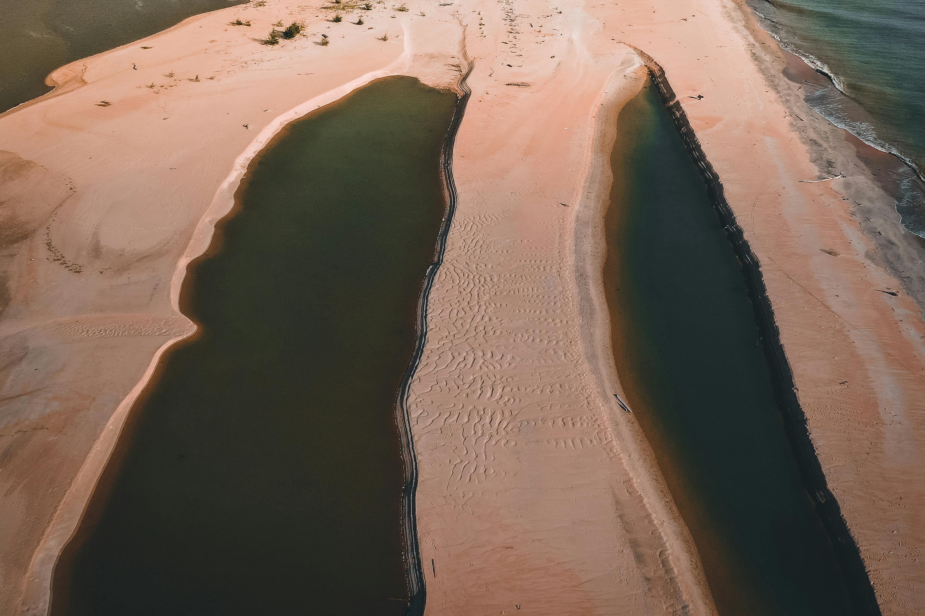 Aerial Shot of Three Sandbars at a Seashore · Free Stock Photo