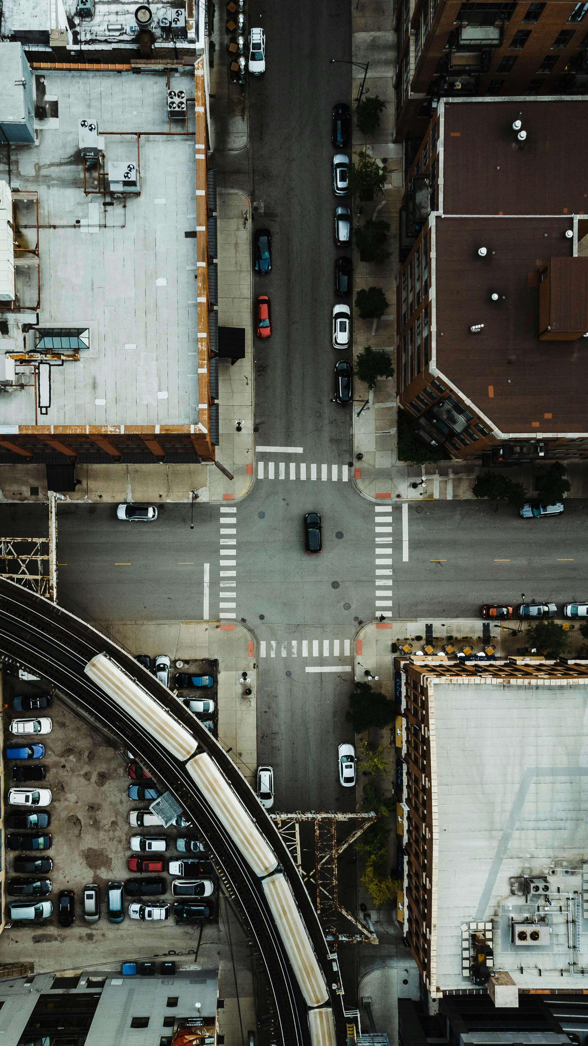 Top View of Intersection in City · Free Stock Photo