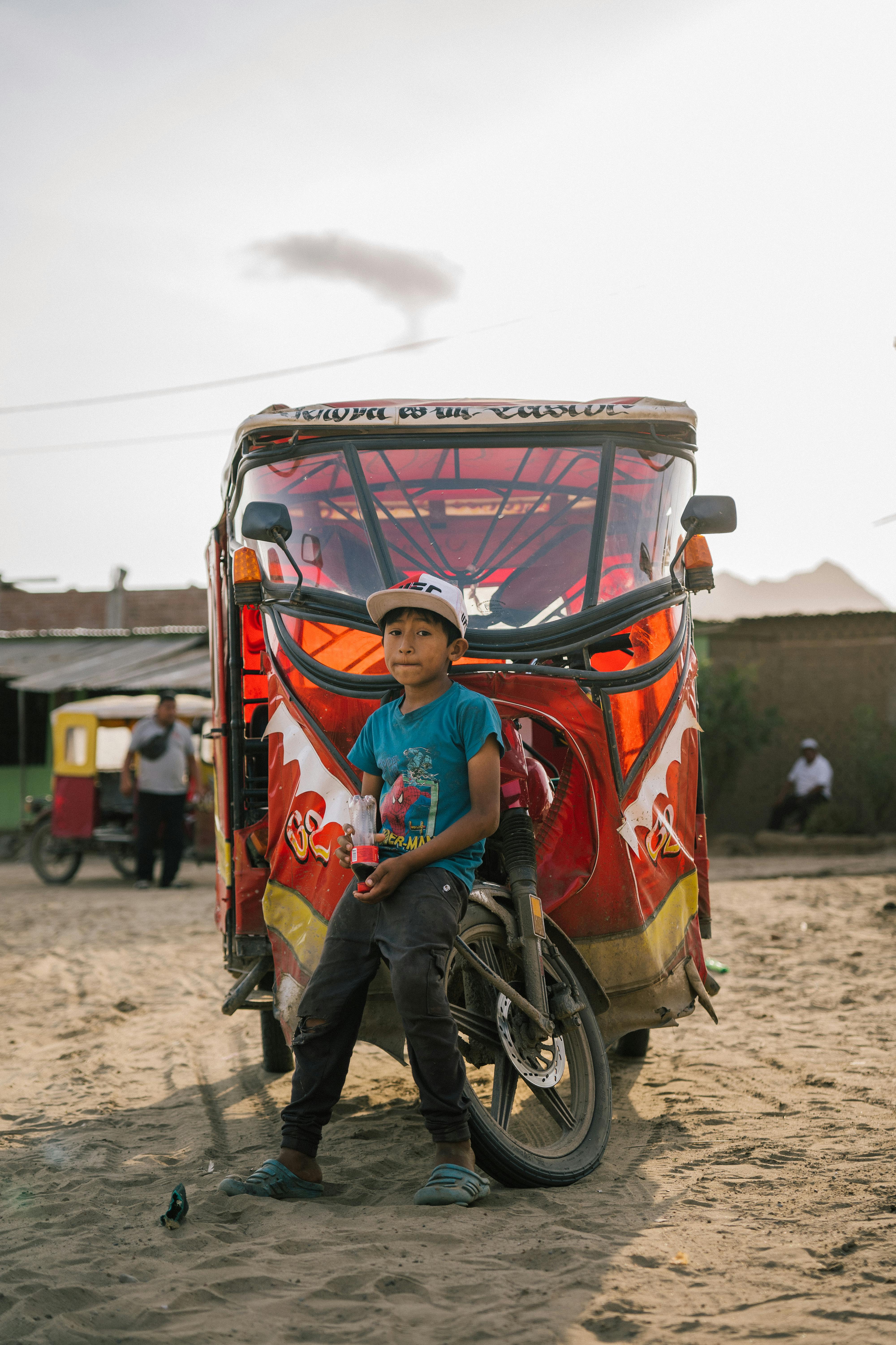 Boy with Rickshaw Bike · Free Stock Photo
