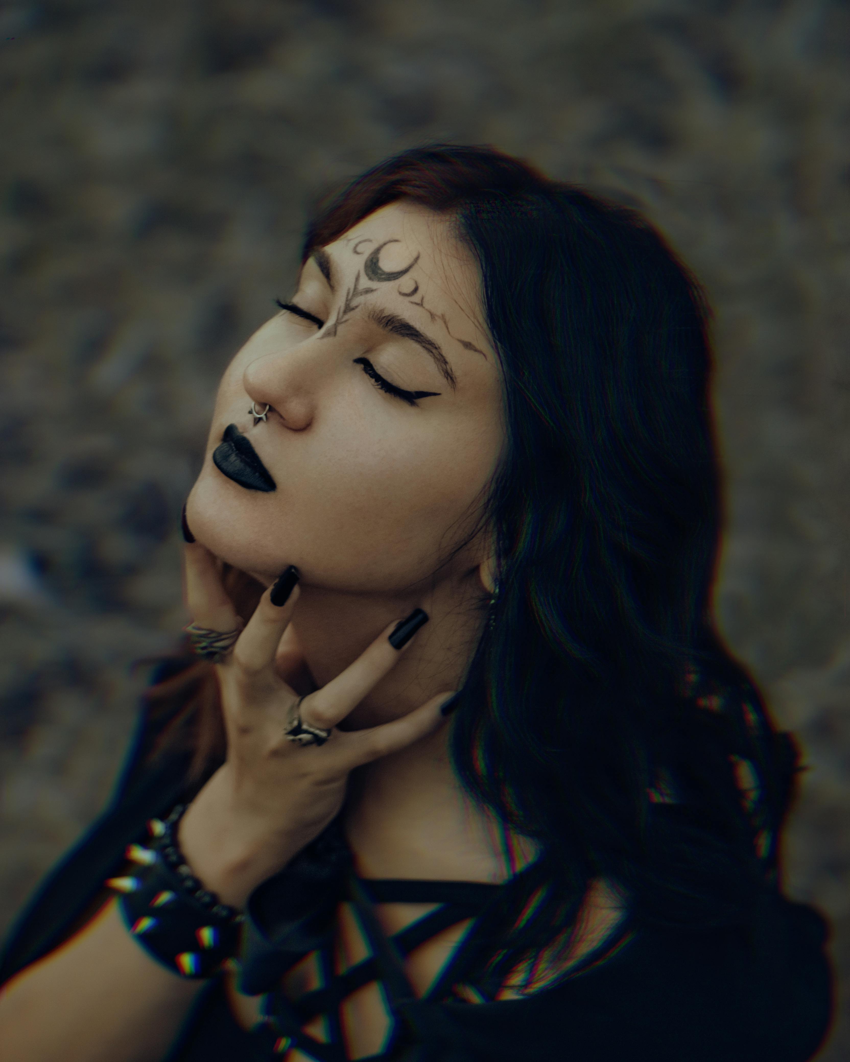 Portrait of Alternative Woman Wearing Black Lipstick · Free Stock Photo