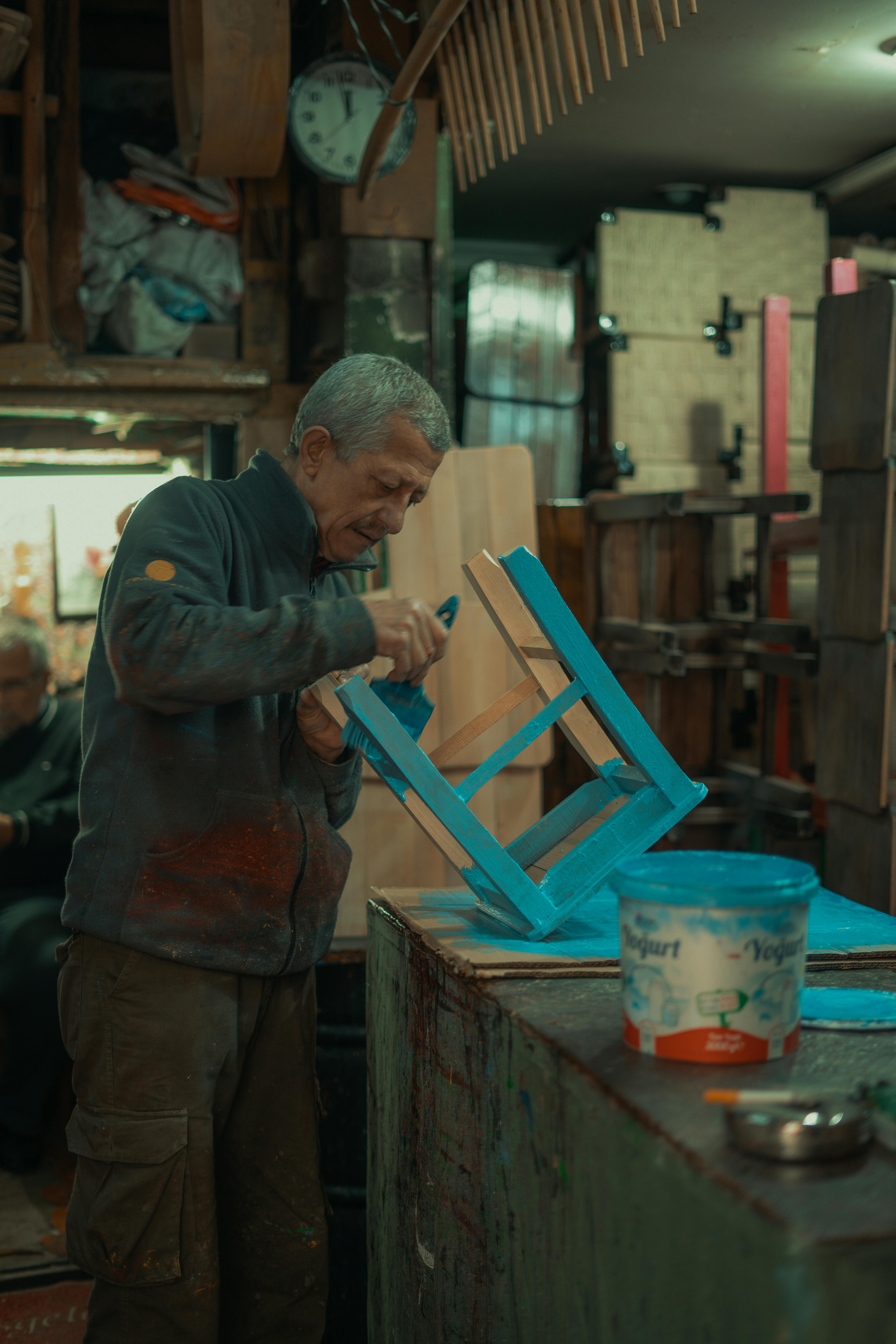 Carpenter Making a Stool · Free Stock Photo